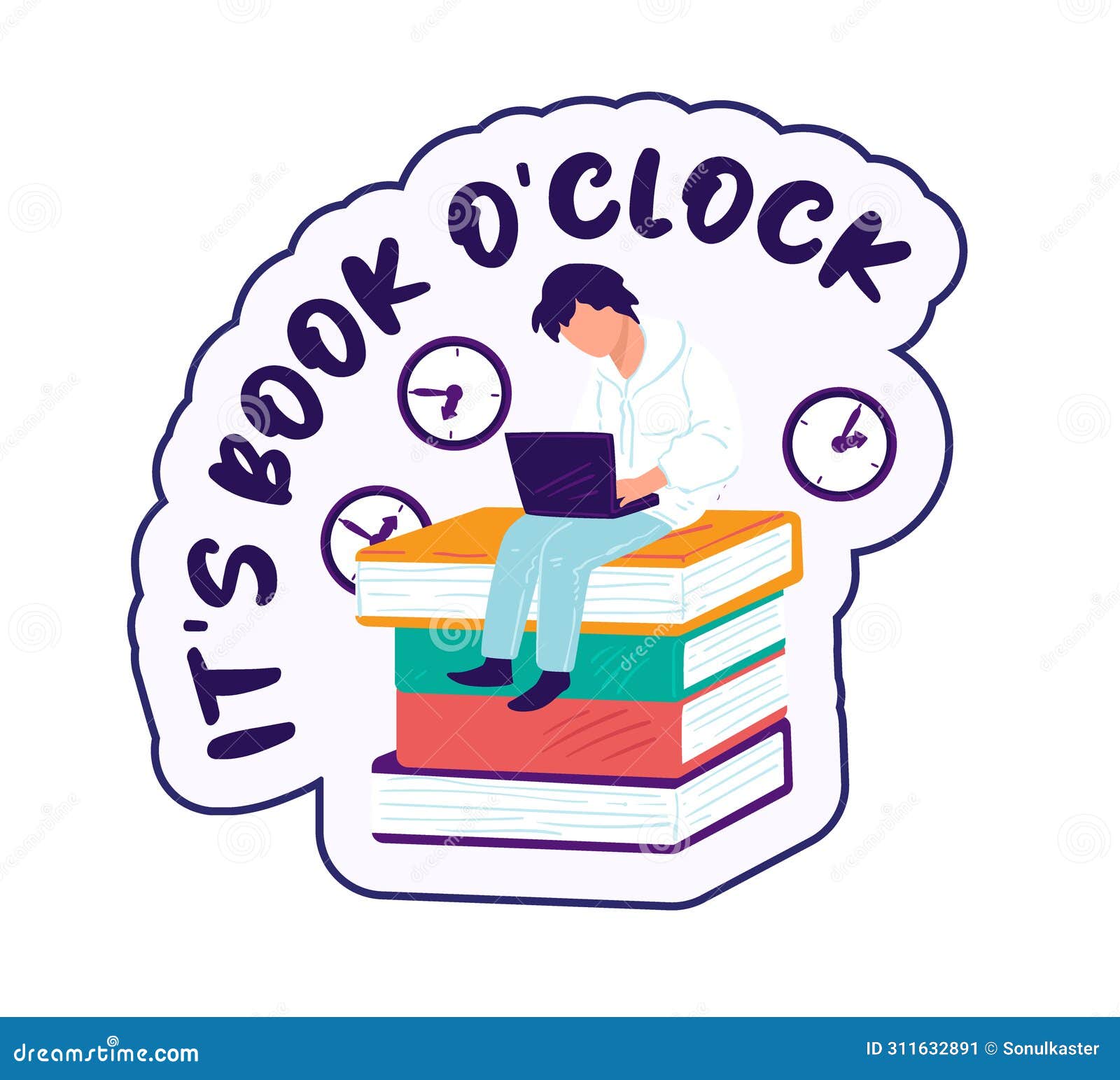 It S Book O Clock Reading Time Stock Vector - Illustration of study ...
