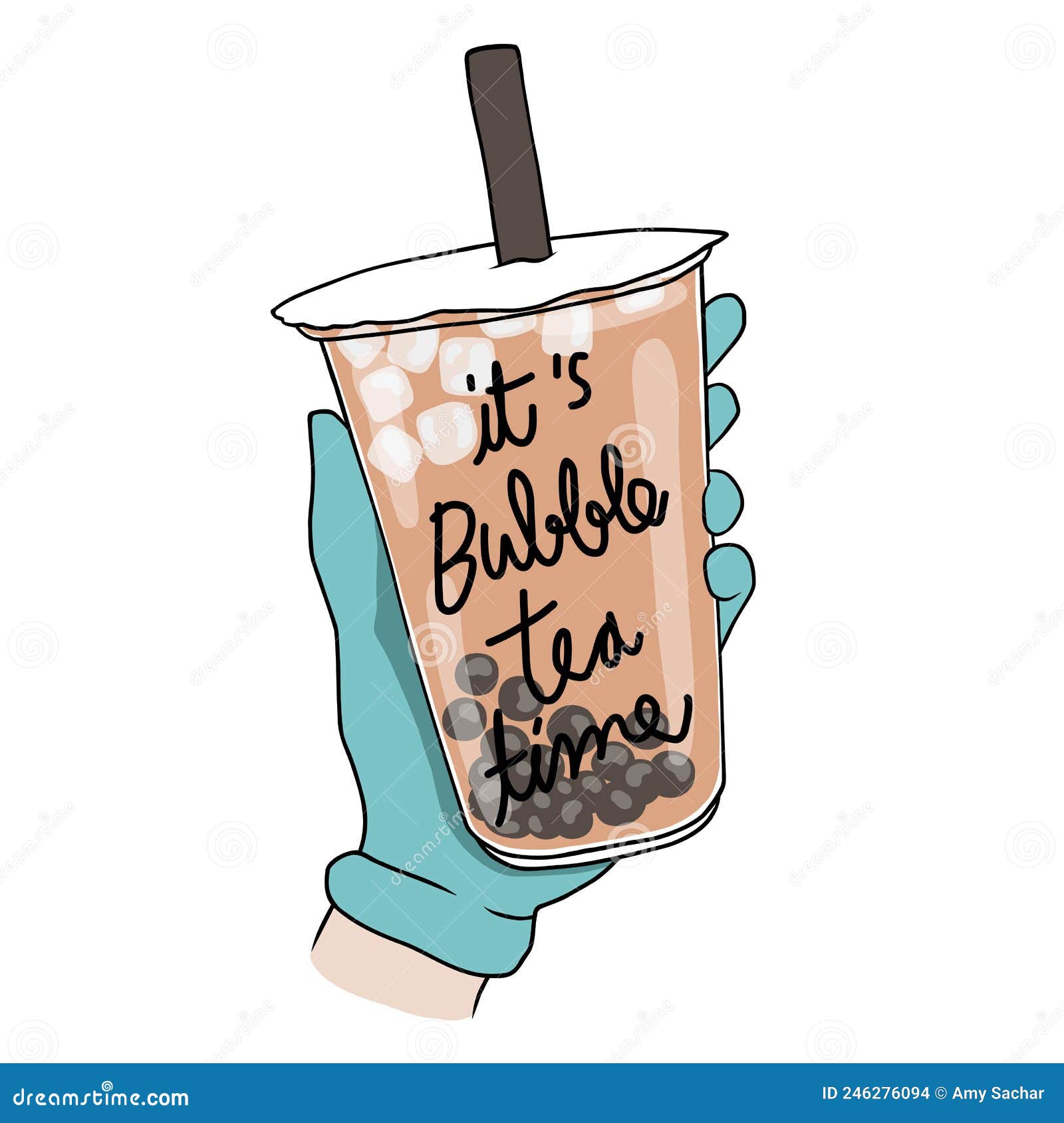 It`s Bubble Tea Time Vector Illustration Stock Vector - Illustration of ...
