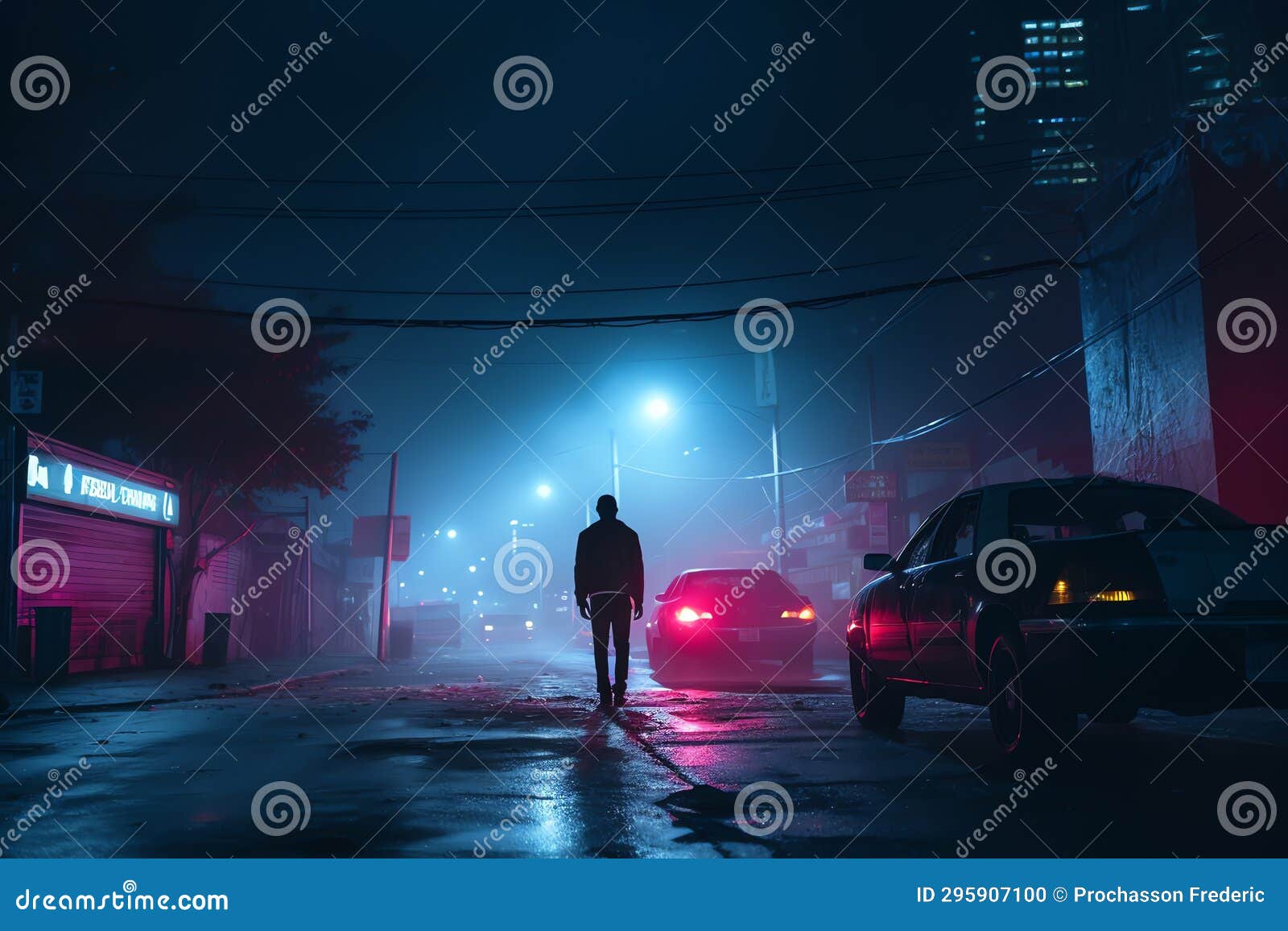 80s Cinematic Scene by Night, AI Generated Stock Photo - Image of view ...