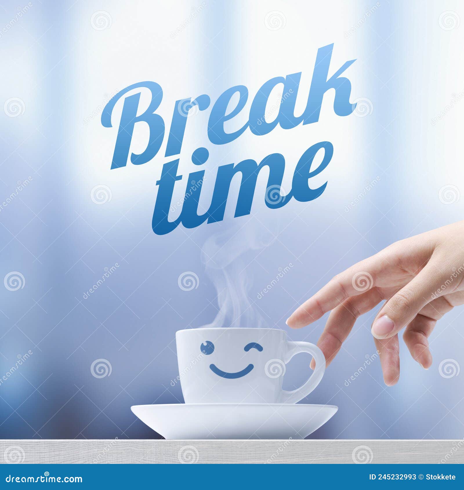 Break Time with Cute Cup Smiling Stock Image - Image of pause, home ...