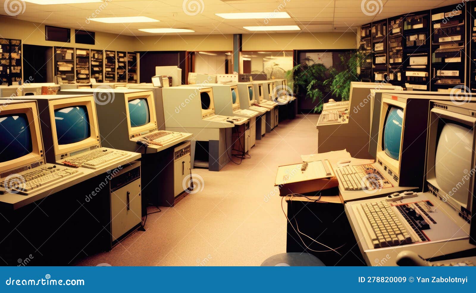 Bulky Desktop Computer With Pixelated Graphics On Monitor, Sitting On ...