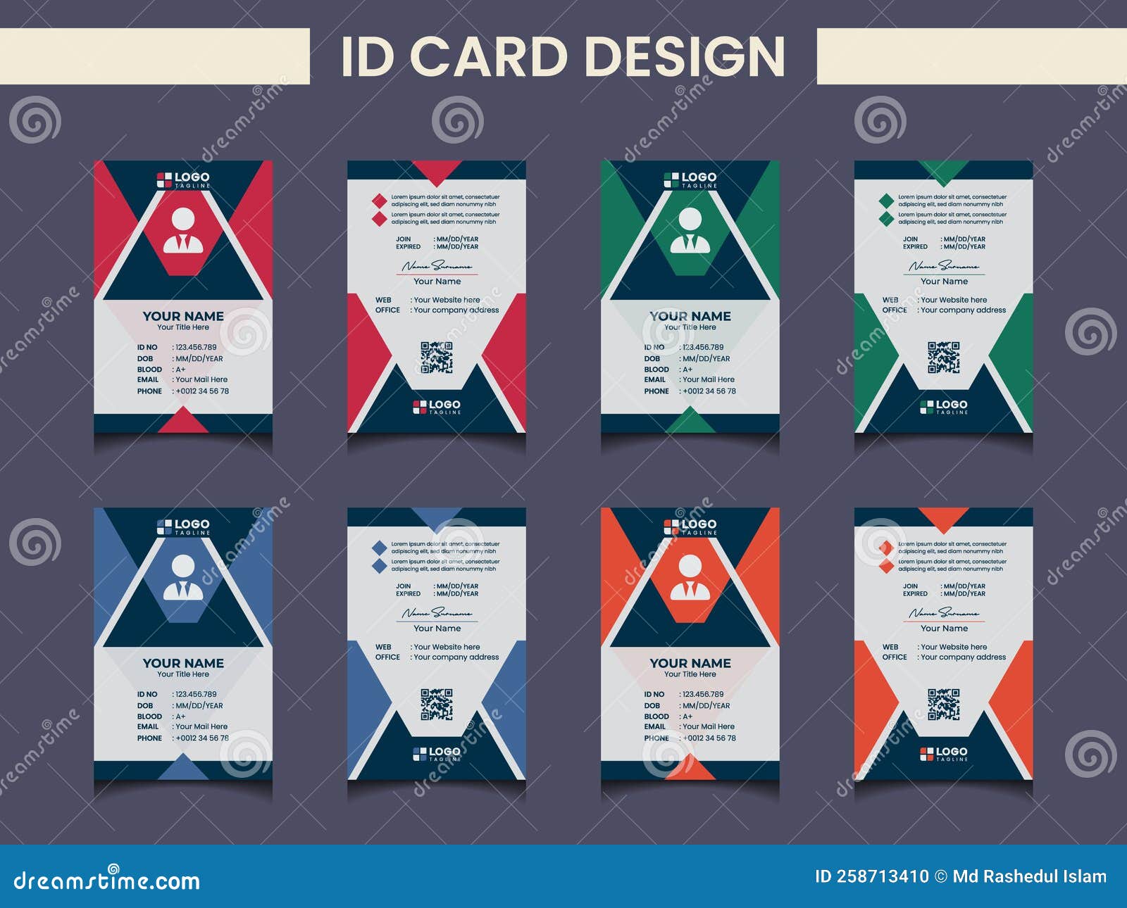 Creative Modern Unique Id Card Design Template Stock Vector