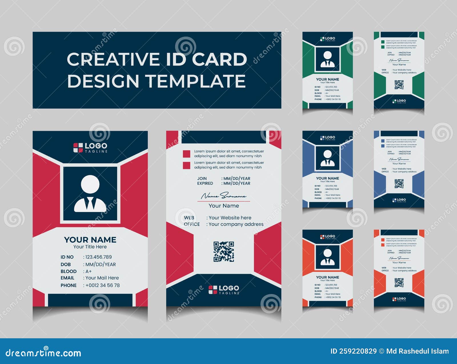 Creative Modern Unique Id Card Design Template Stock Illustration ...