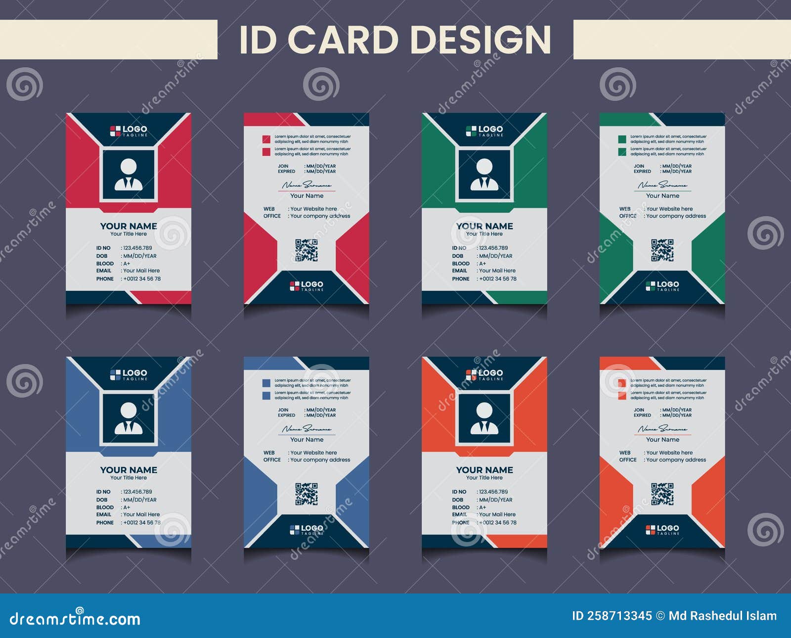 Creative Modern Unique Id Card Design Template Stock Vector ...