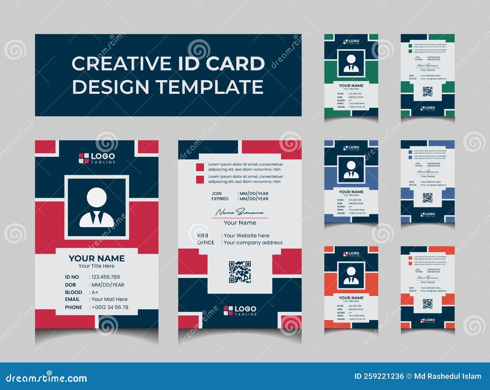Creative Modern Unique Id Card Design Template Stock Illustration