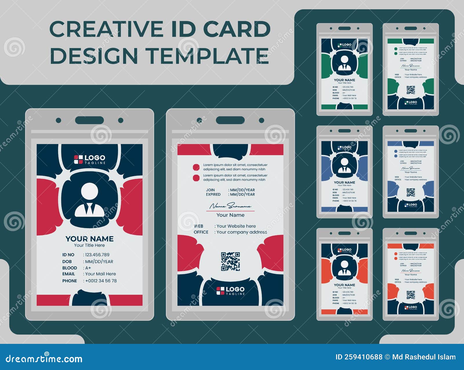Creative Modern Unique Id Card Design Template Stock Illustration ...