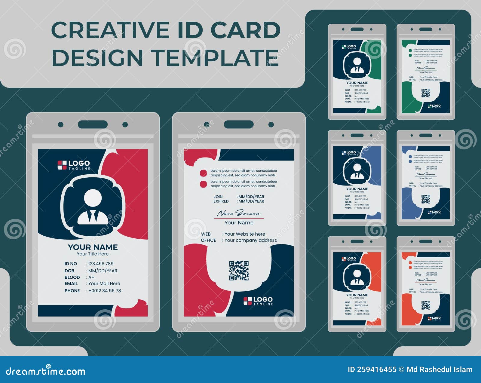 Creative Modern Unique Id Card Design Template Stock Illustration ...