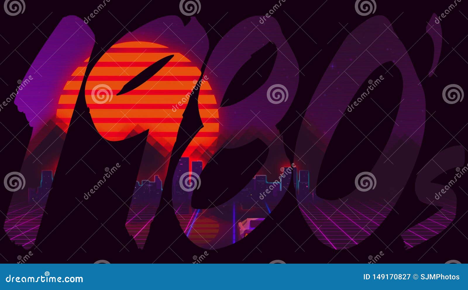 1980 Text With Confetti On Dark Grey Background 3D Rendering Stock ...