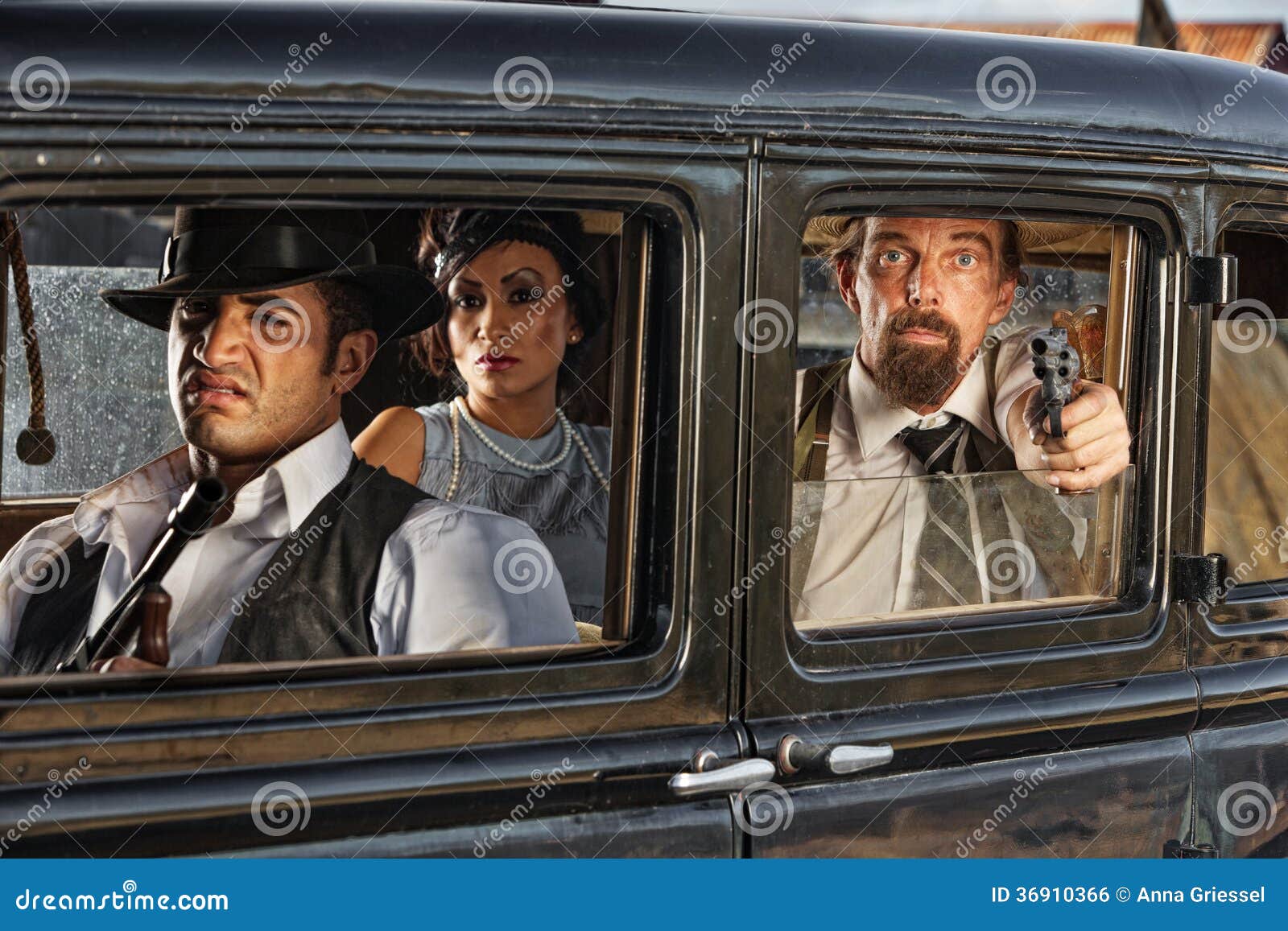 1920s Era Gangsters Drive by Stock Photo - Image of caucasian, driver ...