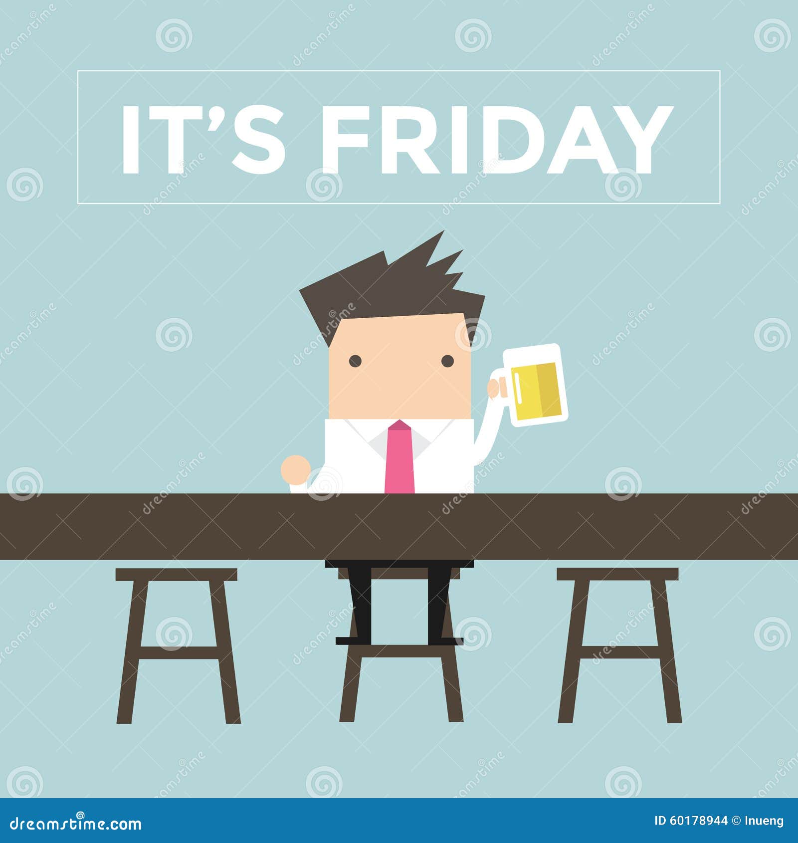 It S Friday, Businessman Drinking Beer at the Bar Stock Vector ...