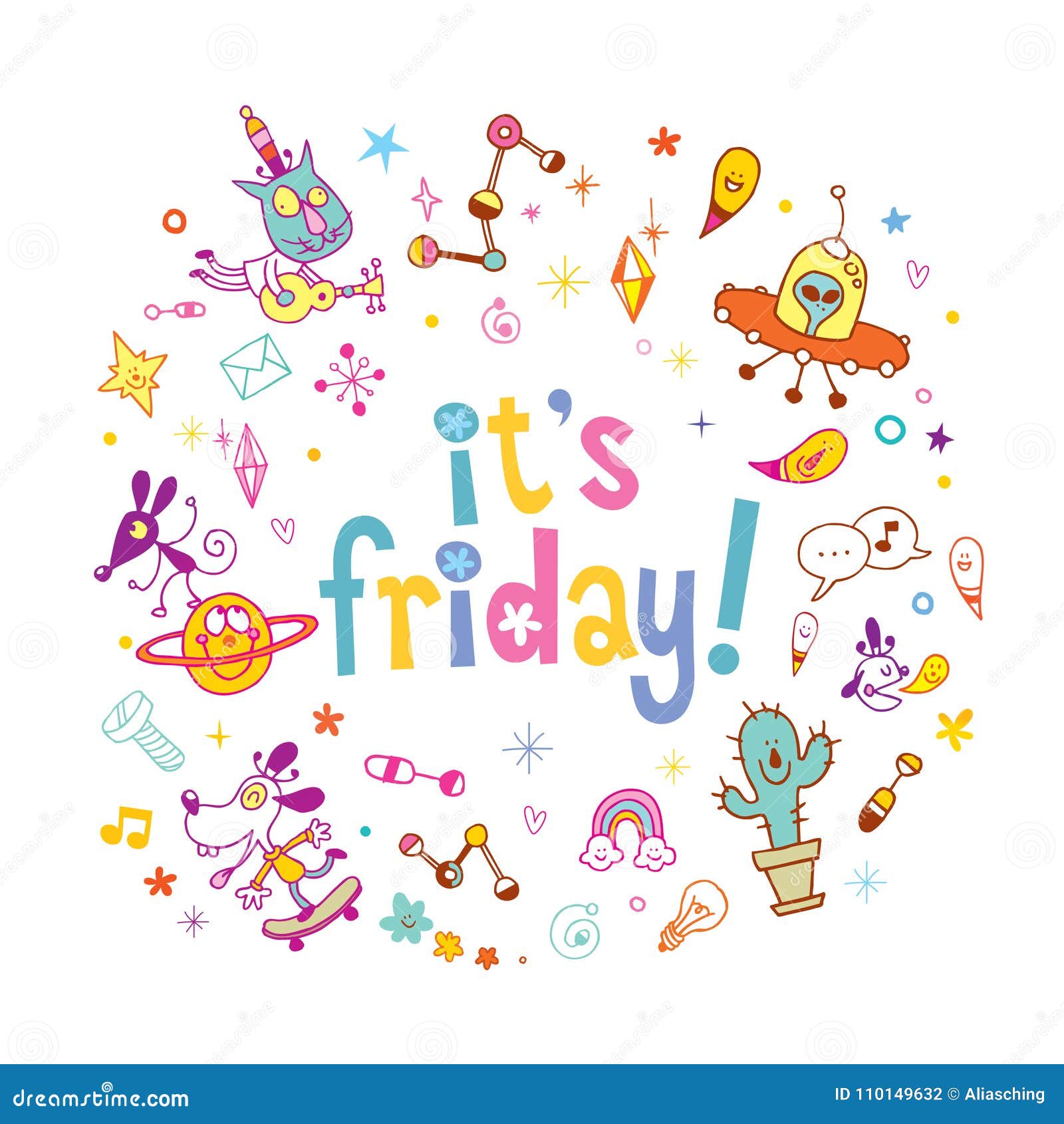 It`s Friday - Greeting Card Stock Vector - Illustration of quote, rain ...