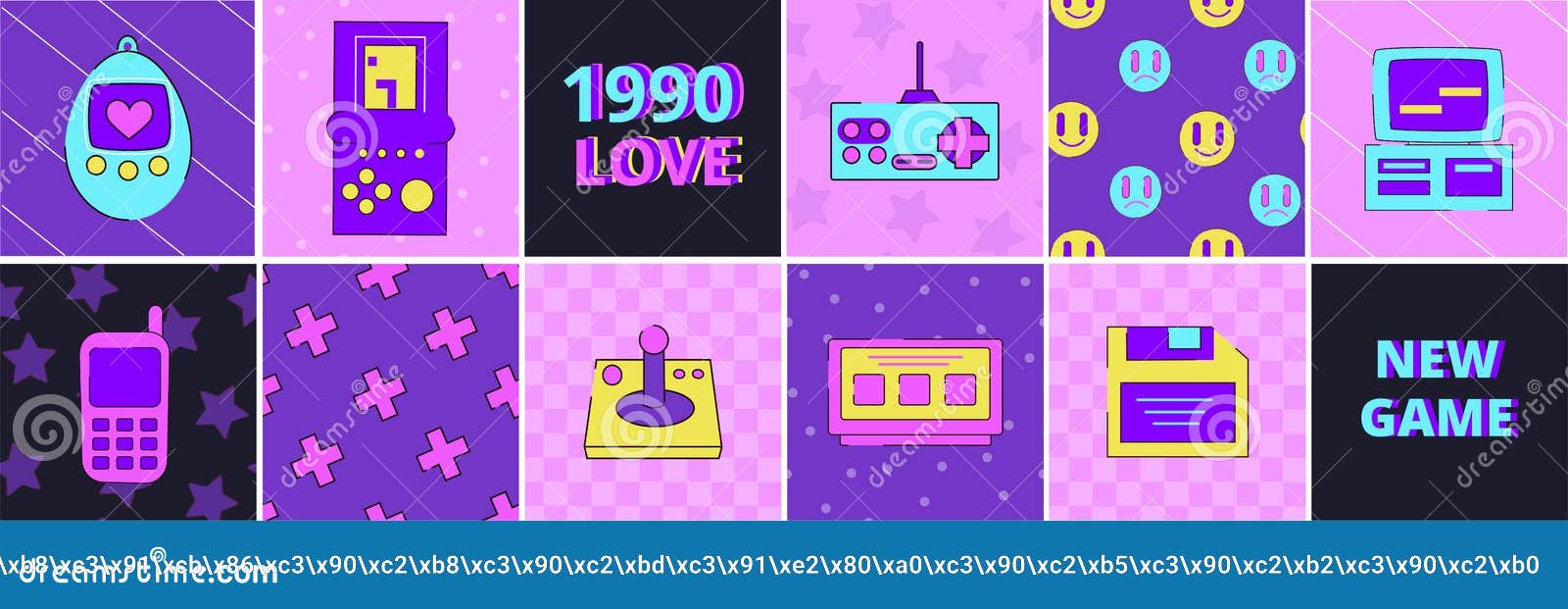 1990s Geek Stickers, Windows Elements. Neon 90s Interface, Retro Pixel ...