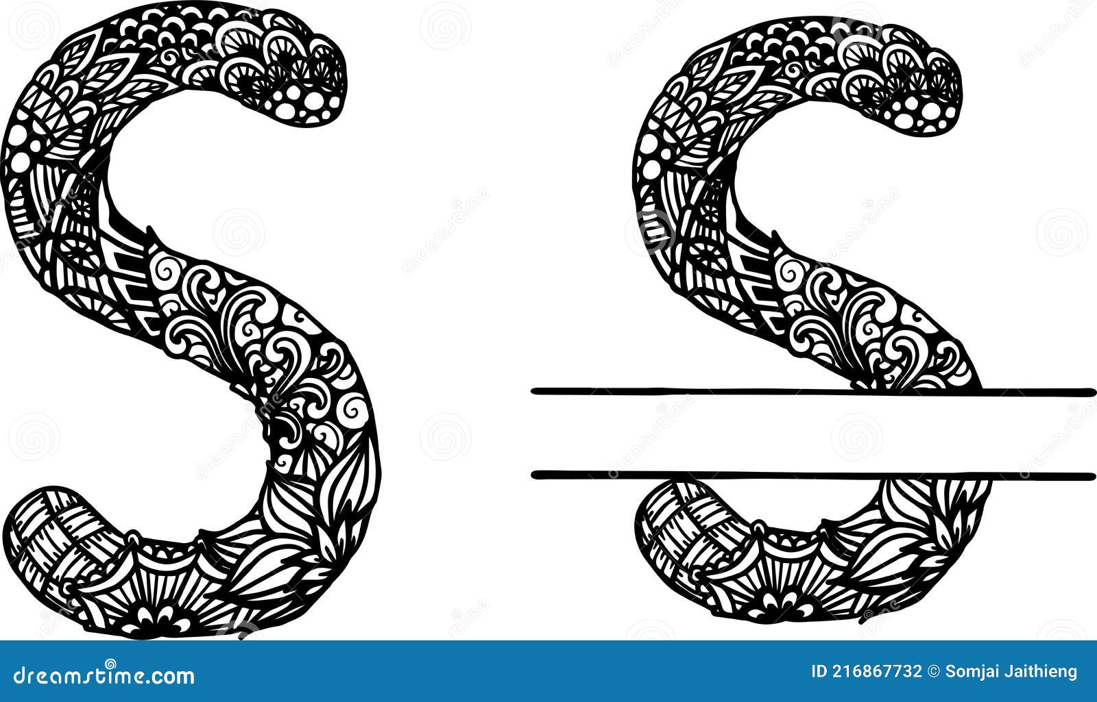 Hand Drawn Letter S for Design Element. Vector Illustration Stock ...