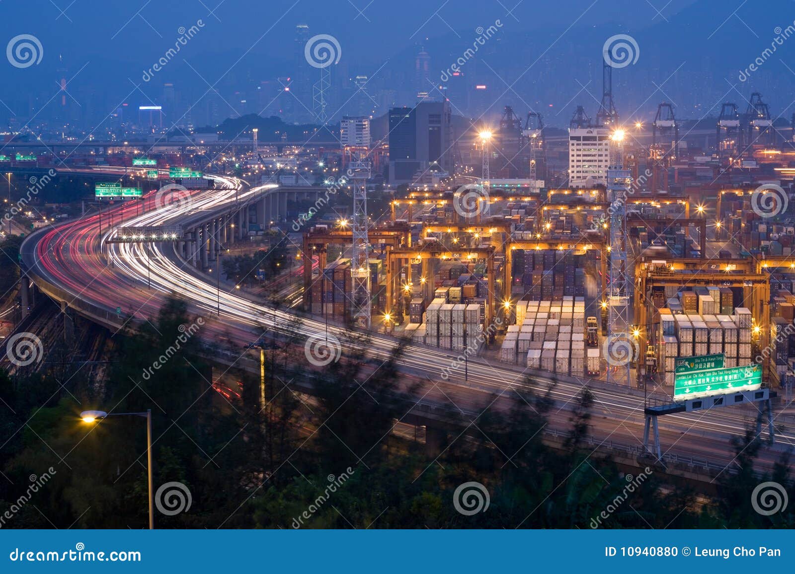 S Highway with Container Terminals Stock Photo - Image of transport ...