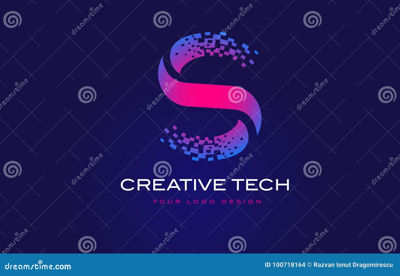 S Initial Letter Logo Design with Digital Pixels in Blue Purple Stock ...