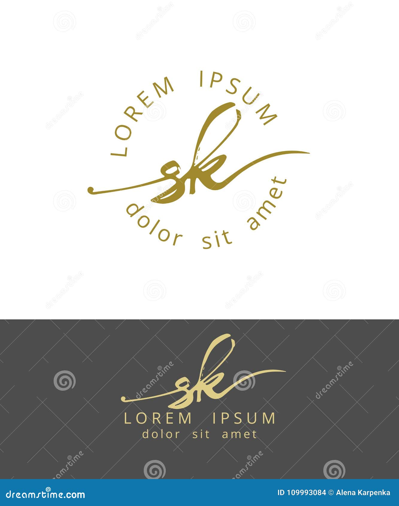 S K. Handdrawn Brush Monogram Calligraphy Logo Design Stock Vector ...