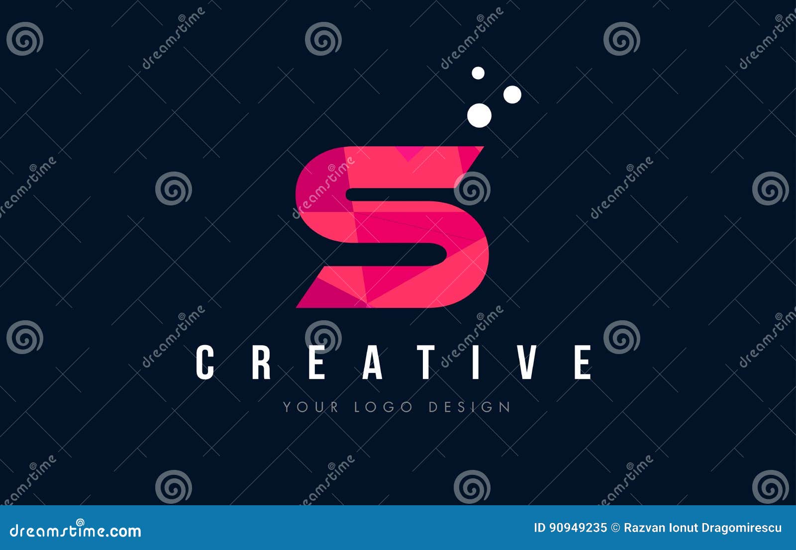 S Letter Logo with Purple Low Poly Pink Triangles Concept Stock Vector ...