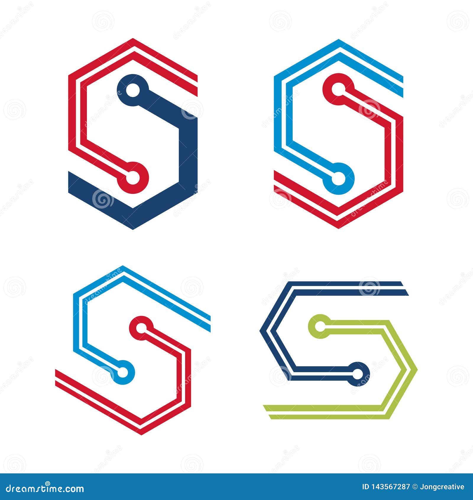S Letter Modern Technology Symbol Collection Set Isolated Stock Vector ...