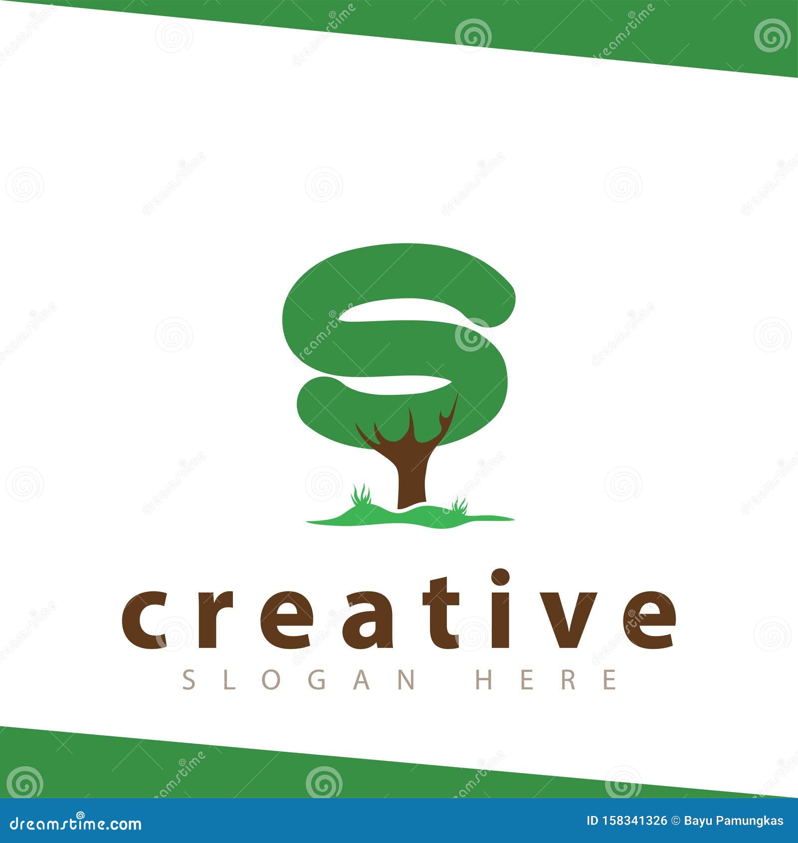 S Letter Tree Green Logo Vector Template Stock Vector - Illustration of ...