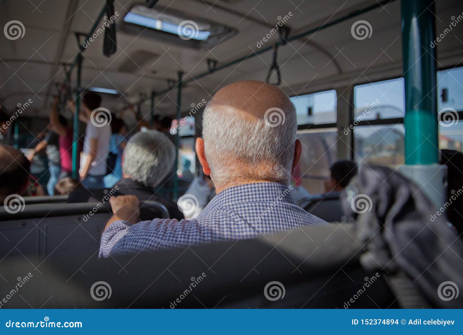 S the Main Mass Transit Passengers in the Bus. People in Old Public Bus ...