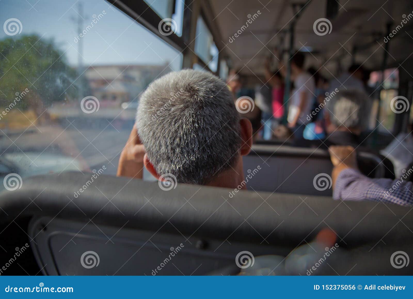S the Main Mass Transit Passengers in the Bus. People in Old Public Bus ...