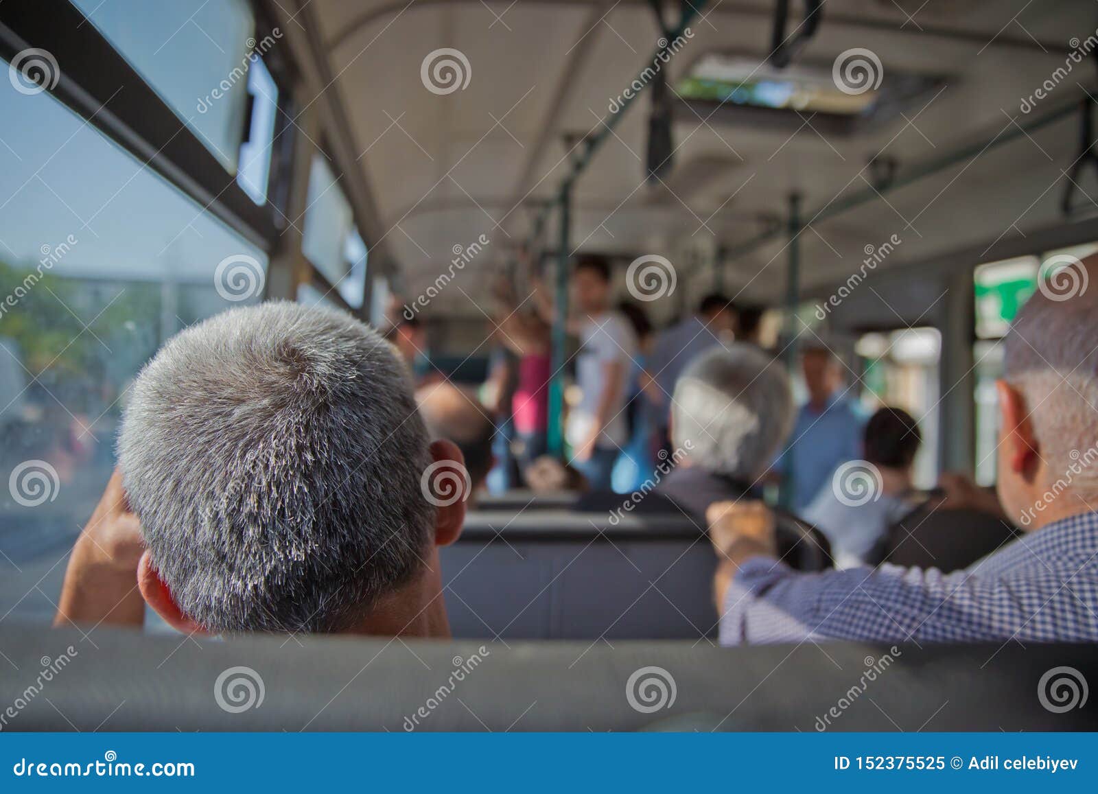 S the Main Mass Transit Passengers in the Bus. People in Old Public Bus ...