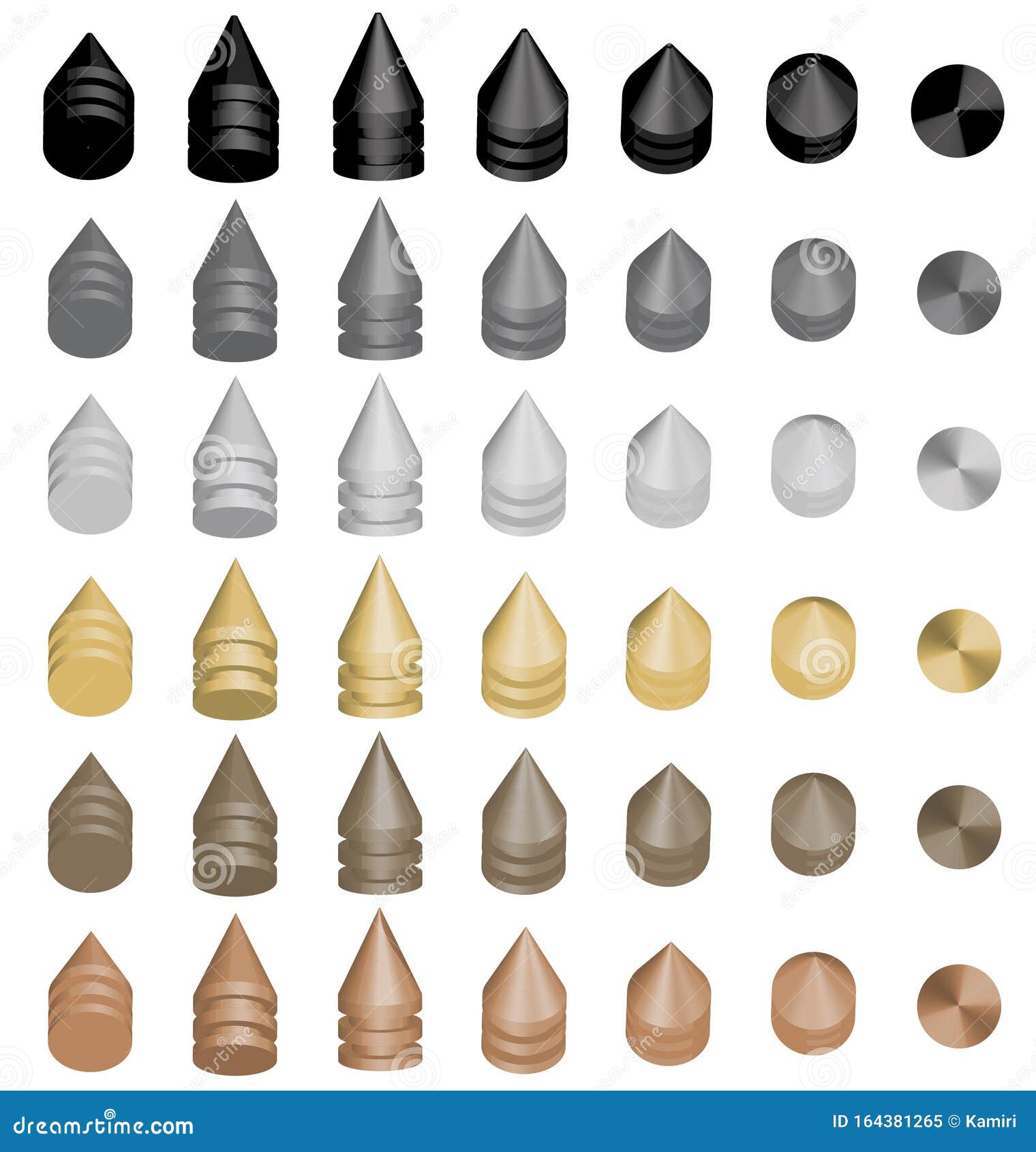 3S metal spiked studs stock vector. Illustration of bronze - 164381265