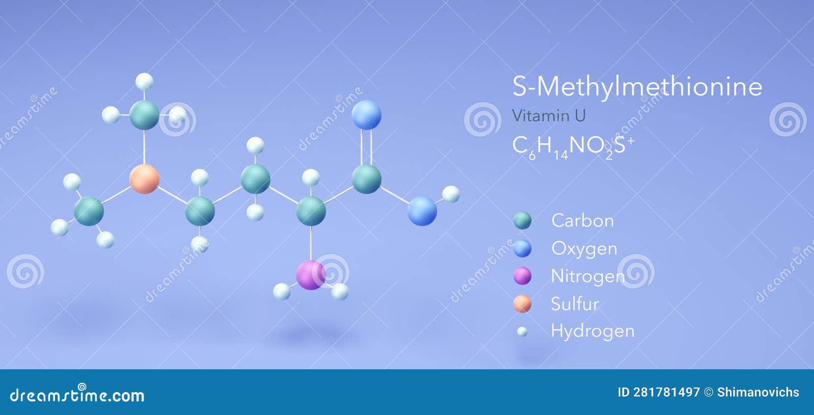 S-methylmethionine Molecular Structure, 3d Model Molecule, Vitamin U ...