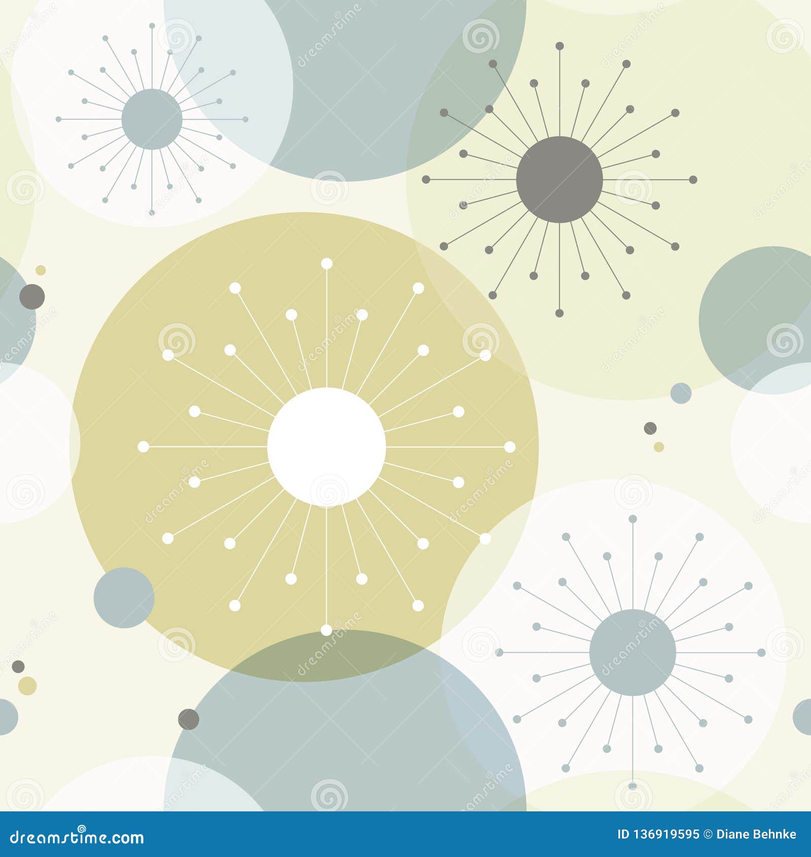 Retro Atomic Shapes And Stars Light Background Cartoon Vector ...