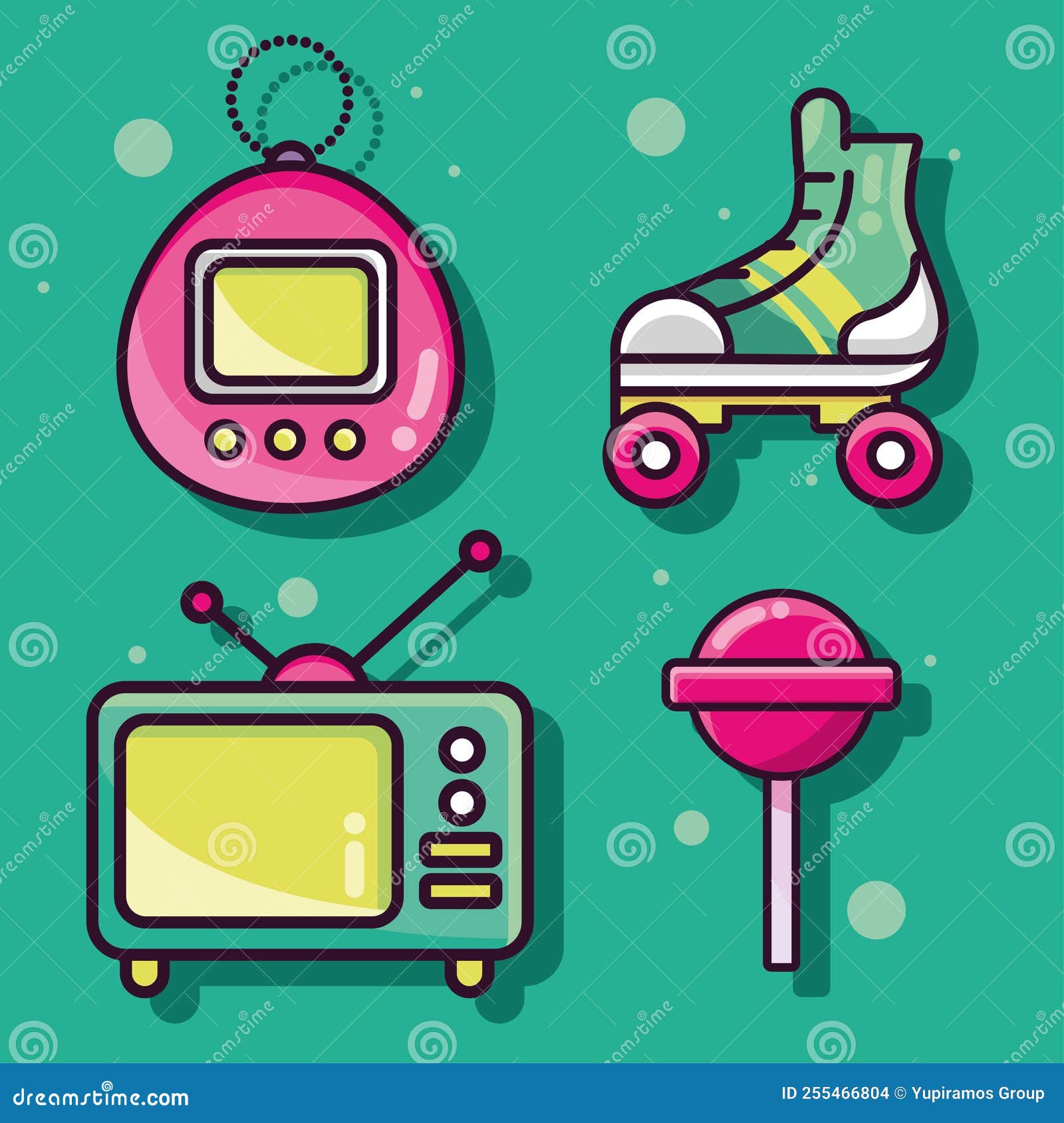 90s modern style, set stock vector. Illustration of vintage - 255466804