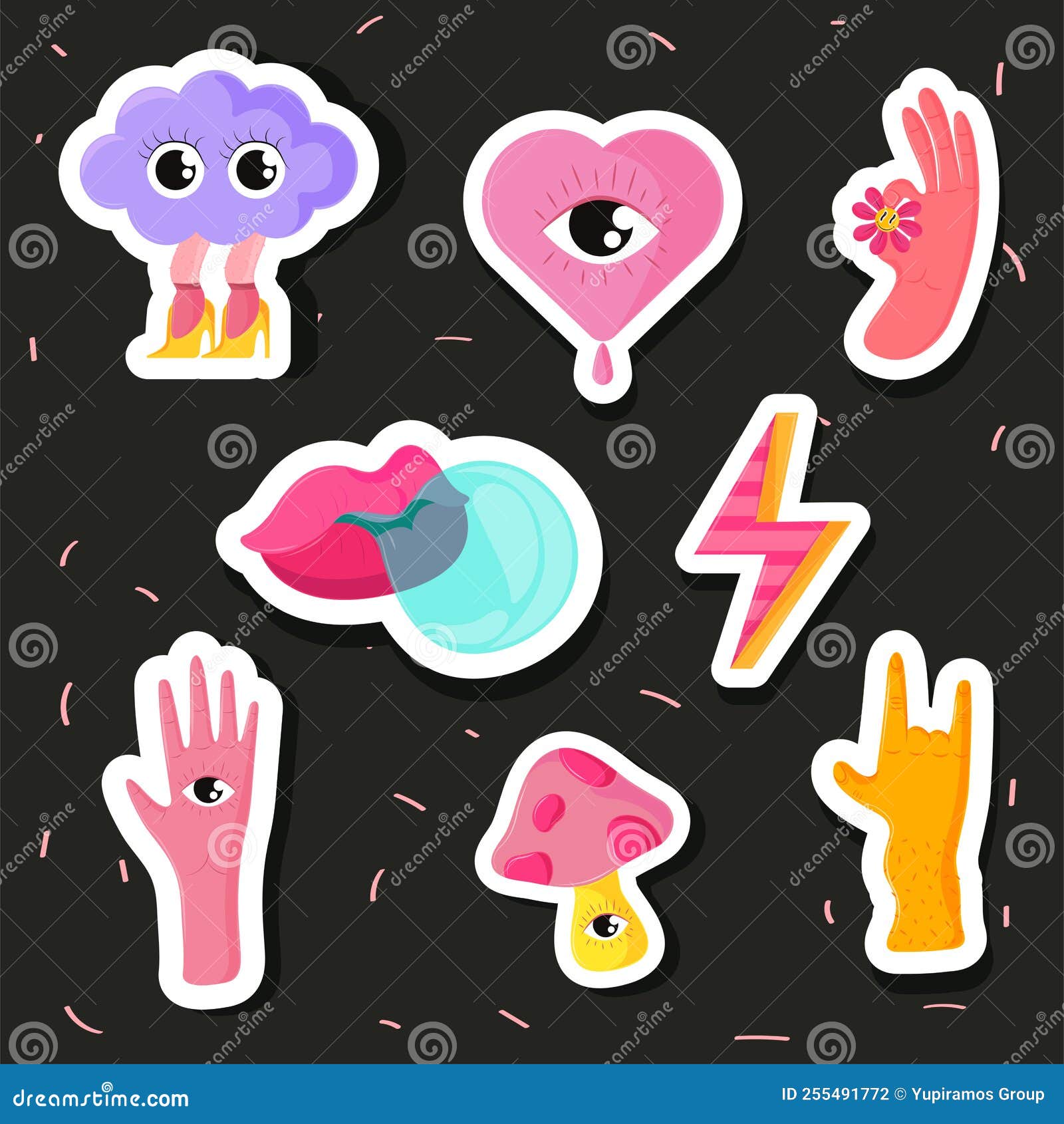 Pop Art Style Stickers Stock Image | CartoonDealer.com #91876135
