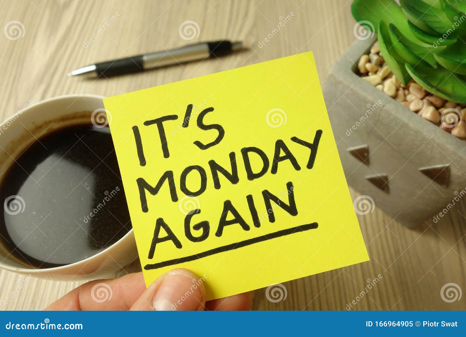 It`s Monday Again - Motivational Reminder Handwritten on Sticky Note ...
