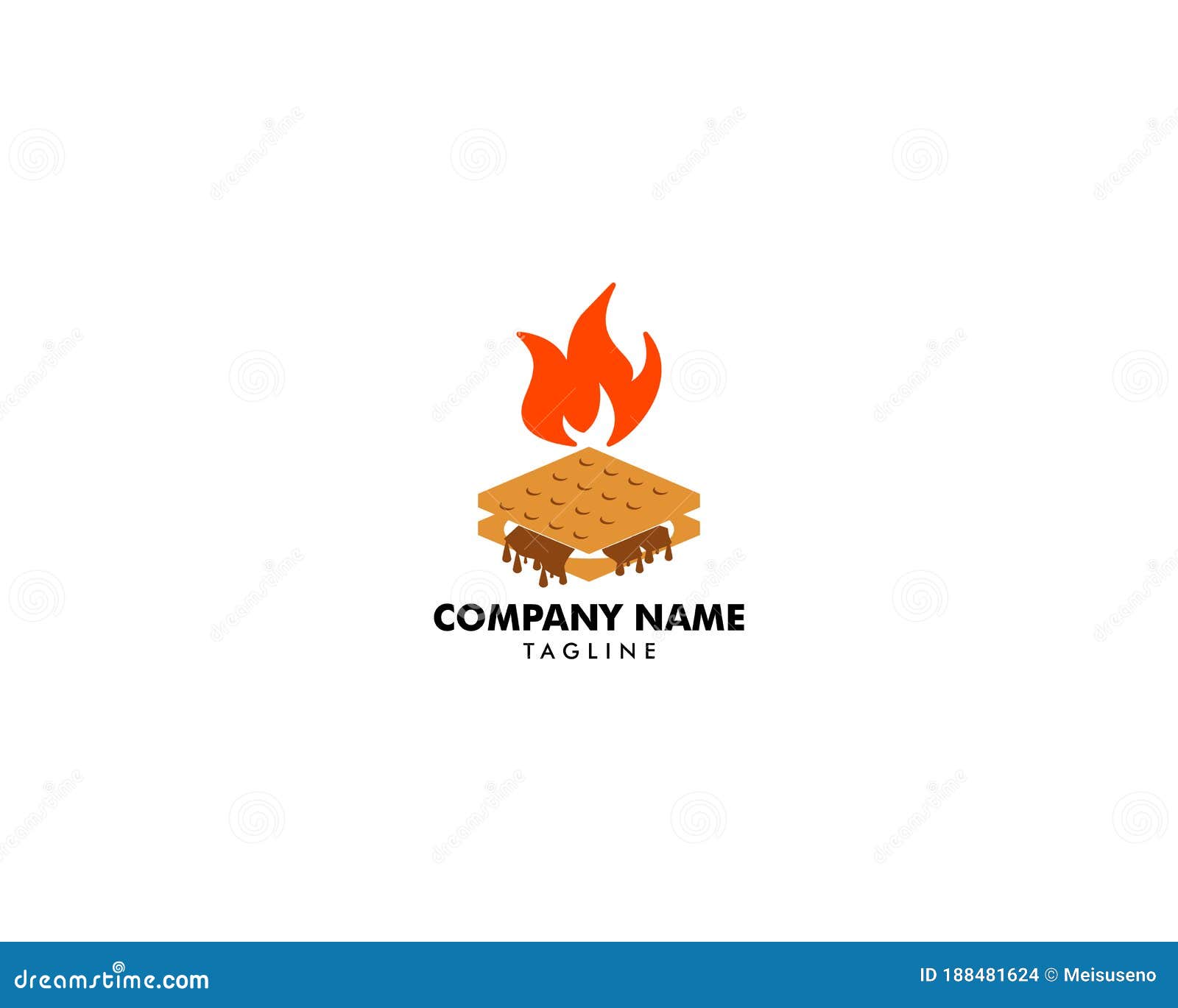 Set Of S`more Graham Cracker, Chocolate, And Marshmallow Logo Template ...