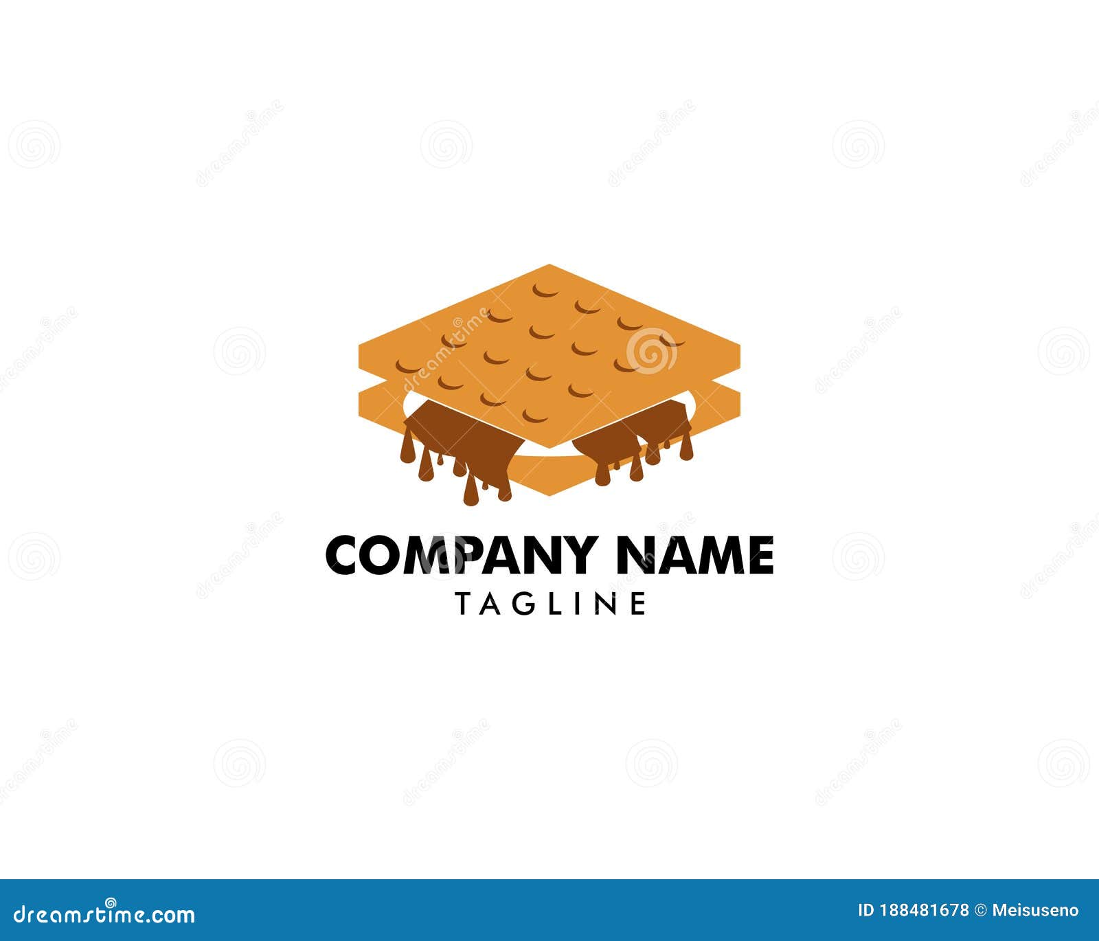 Set Of S`more Graham Cracker, Chocolate, And Marshmallow Logo Template ...