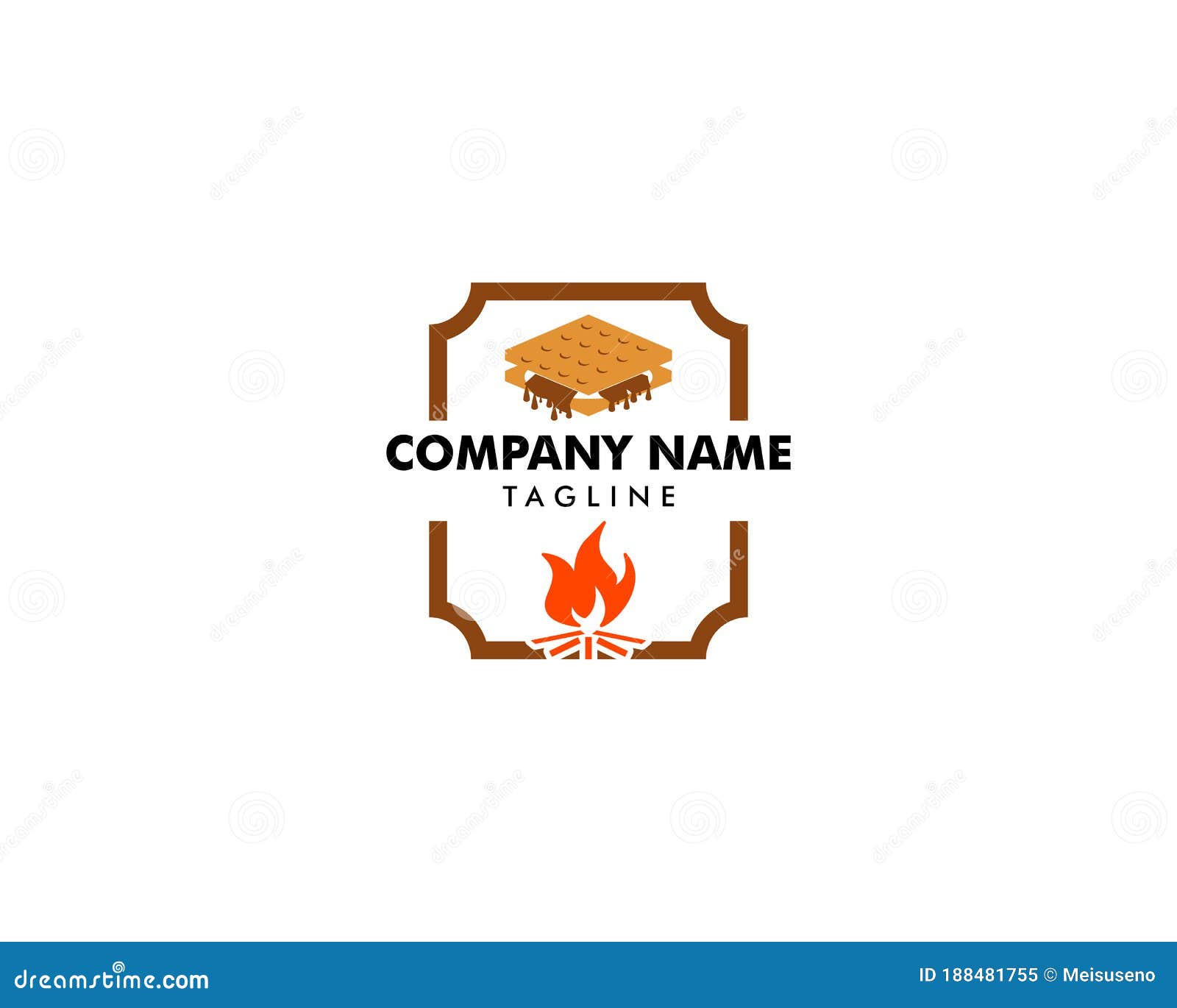 Set Of S`more Graham Cracker, Chocolate, And Marshmallow Logo Template ...