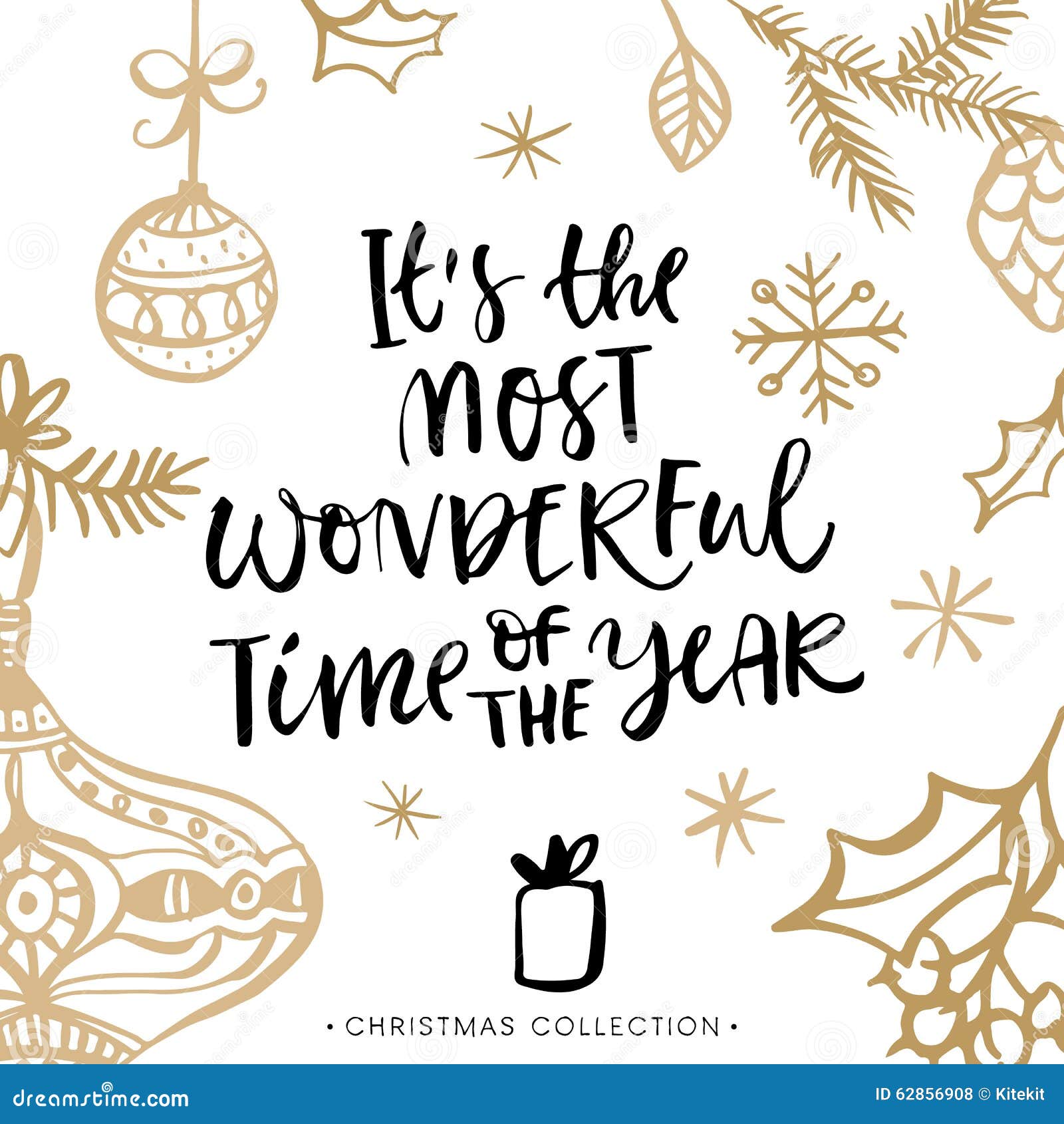 Its The Most Wonderful Time Of The Year Christmas Card Stock Vector