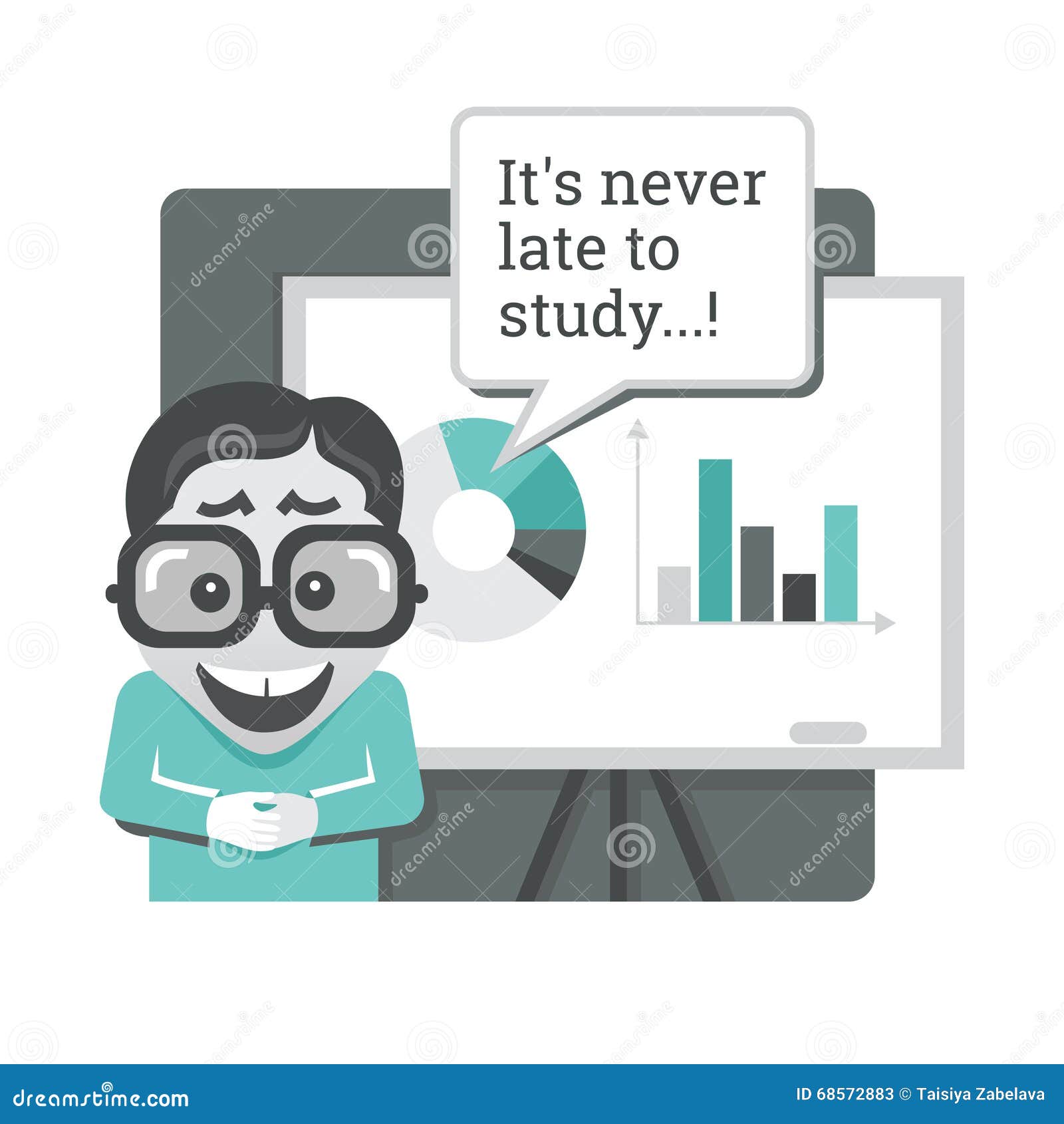 It s never late to study stock vector. Illustration of glasses - 68572883