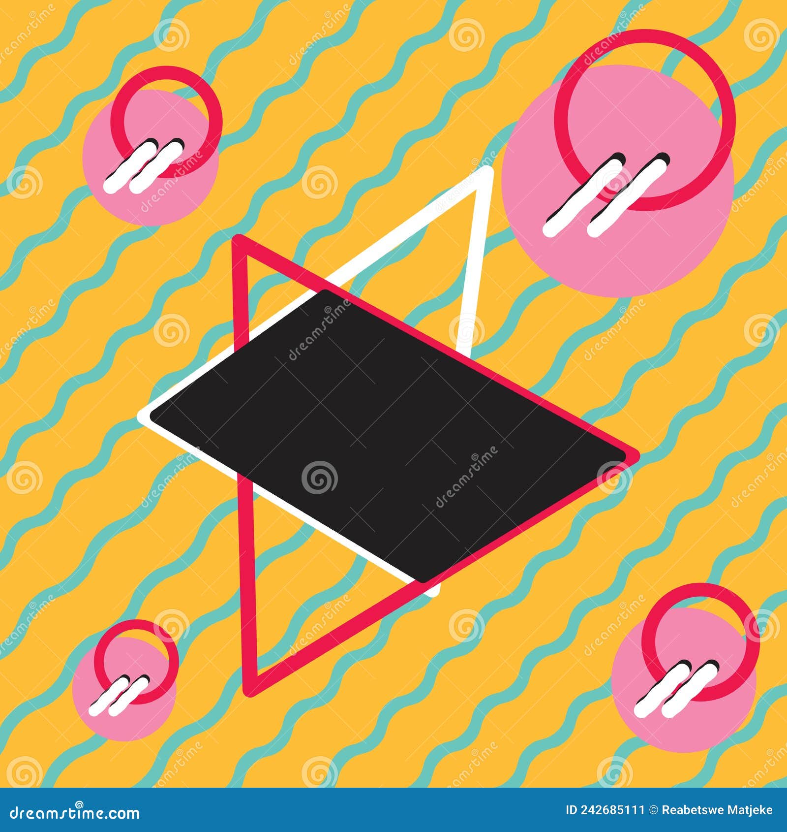 90 S Nostalgic Style Shapes Pattern Background Stock Vector ...