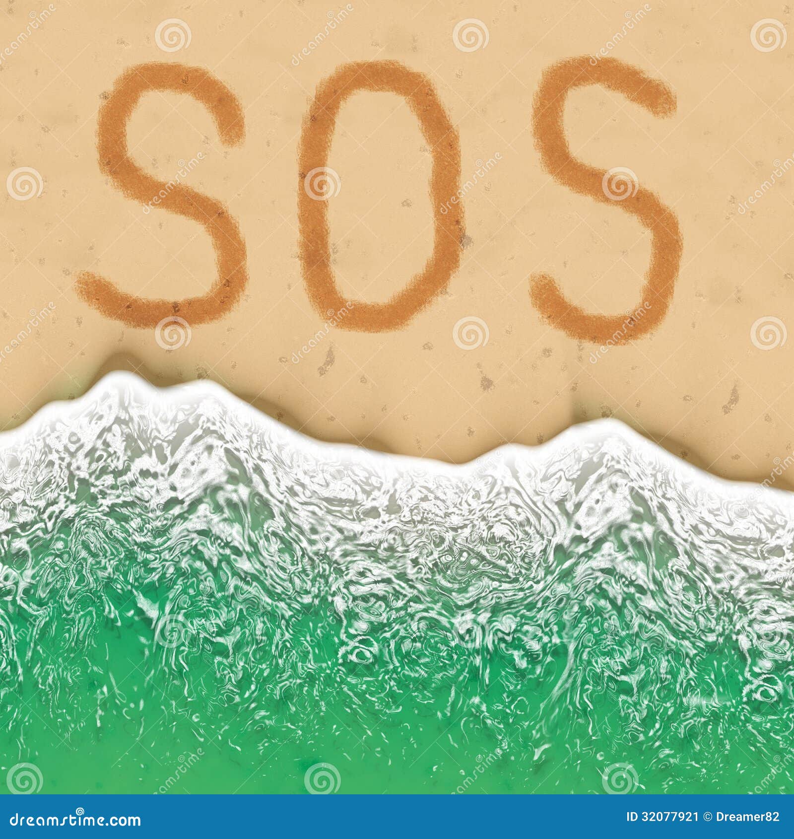 S.O.S. sign on the beach. stock illustration. Illustration of grain ...