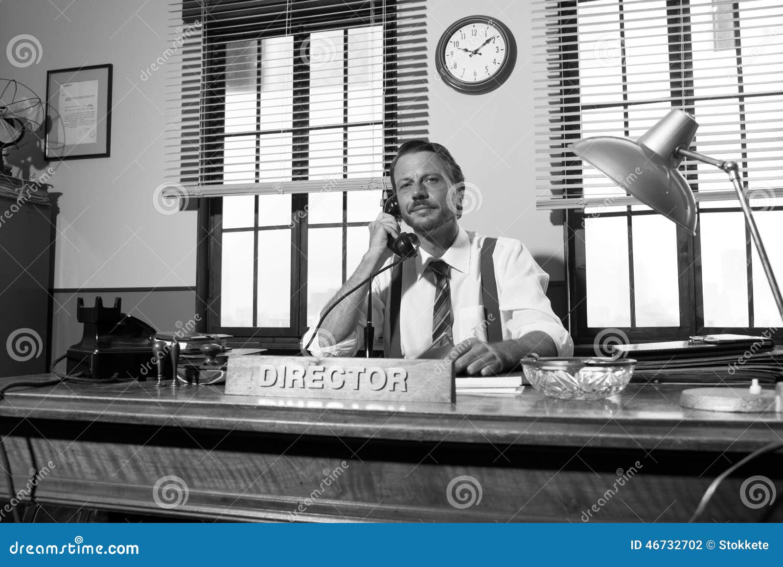 1950s Office: Director Working on the Phone Stock Photo - Image of ...