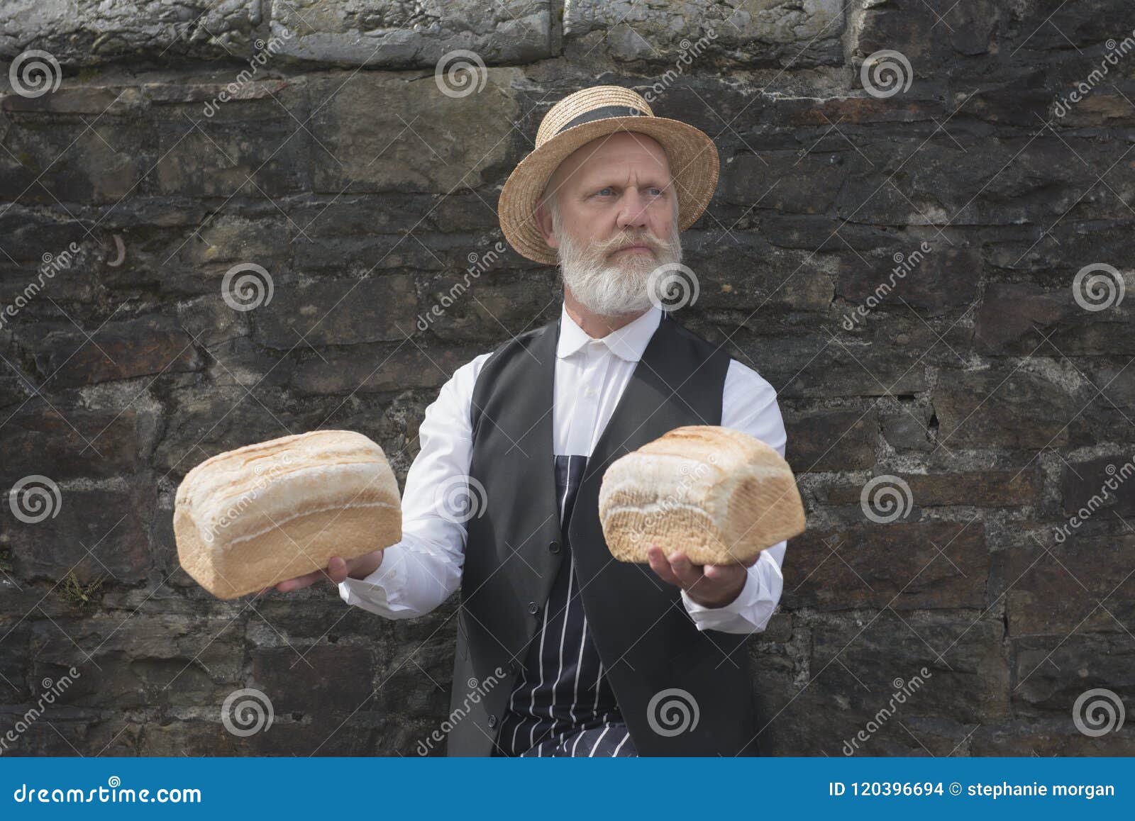 1940s Old Fashioned Baker Delivering Bread Stock Photo - Image of straw ...