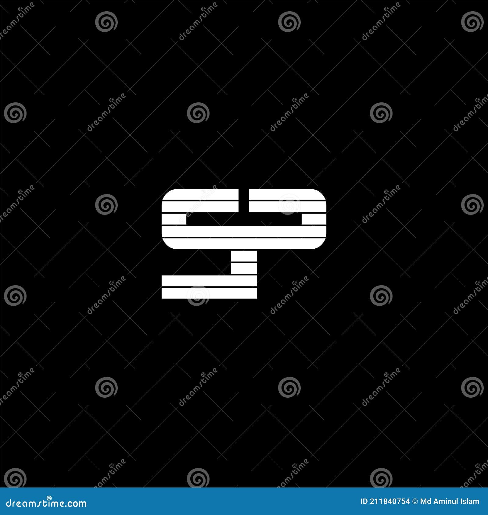 S P Letter Logo Abstract Design on Black Color Background. Stock ...