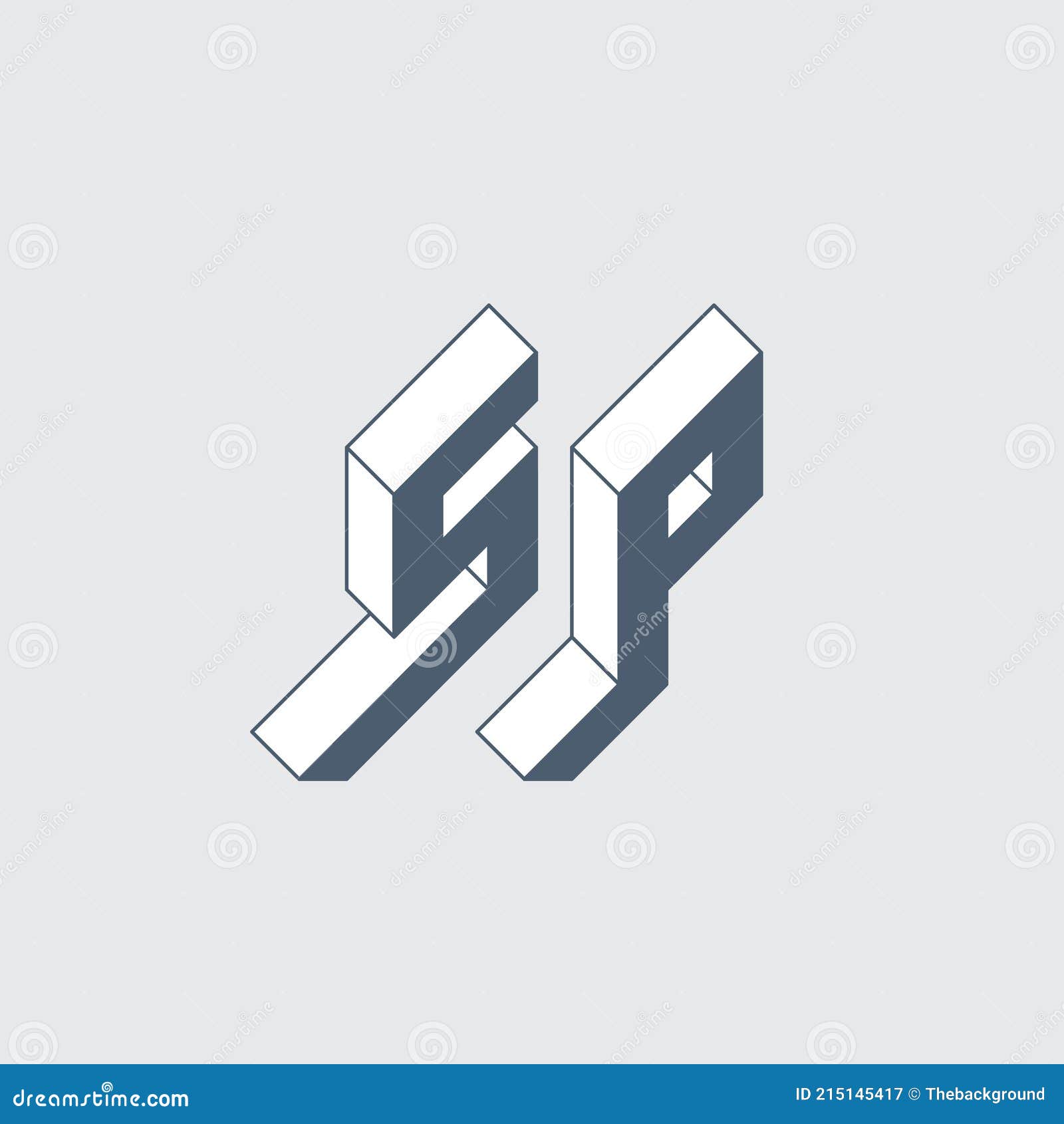 S and P - Monogram or Logotype. Isometric 3d Font for Design. Three ...