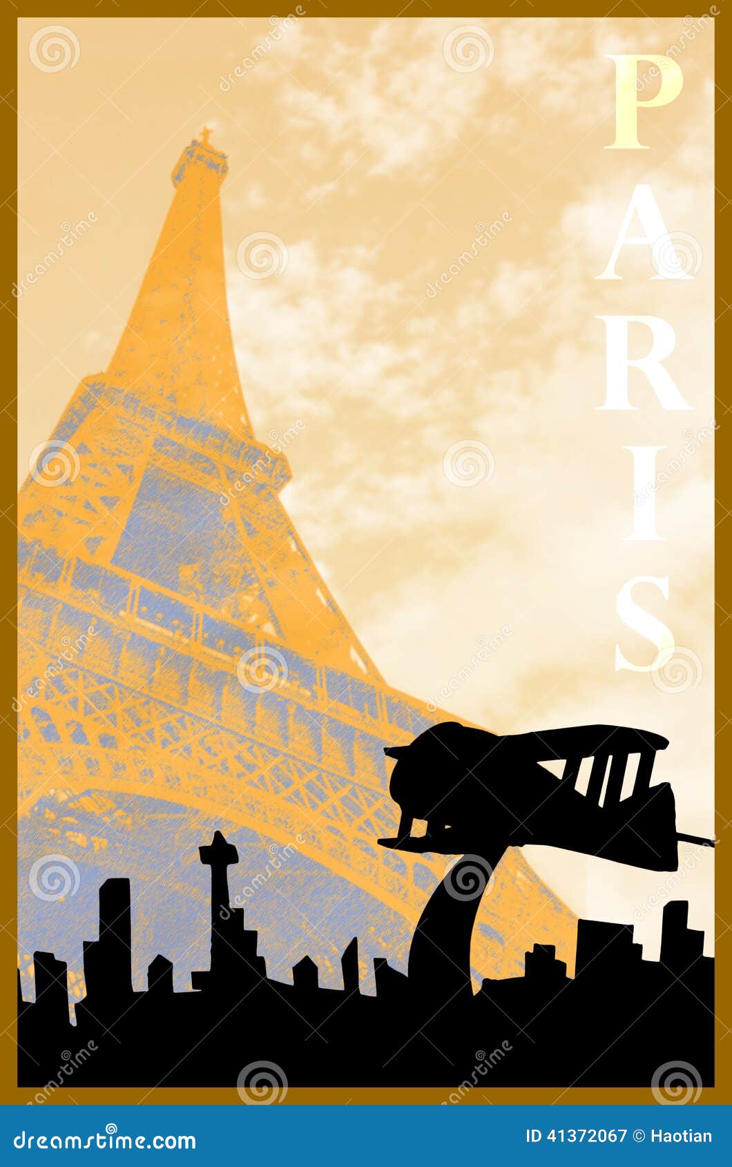 1920s Paris Poster Template Stock Illustration - Illustration of ...