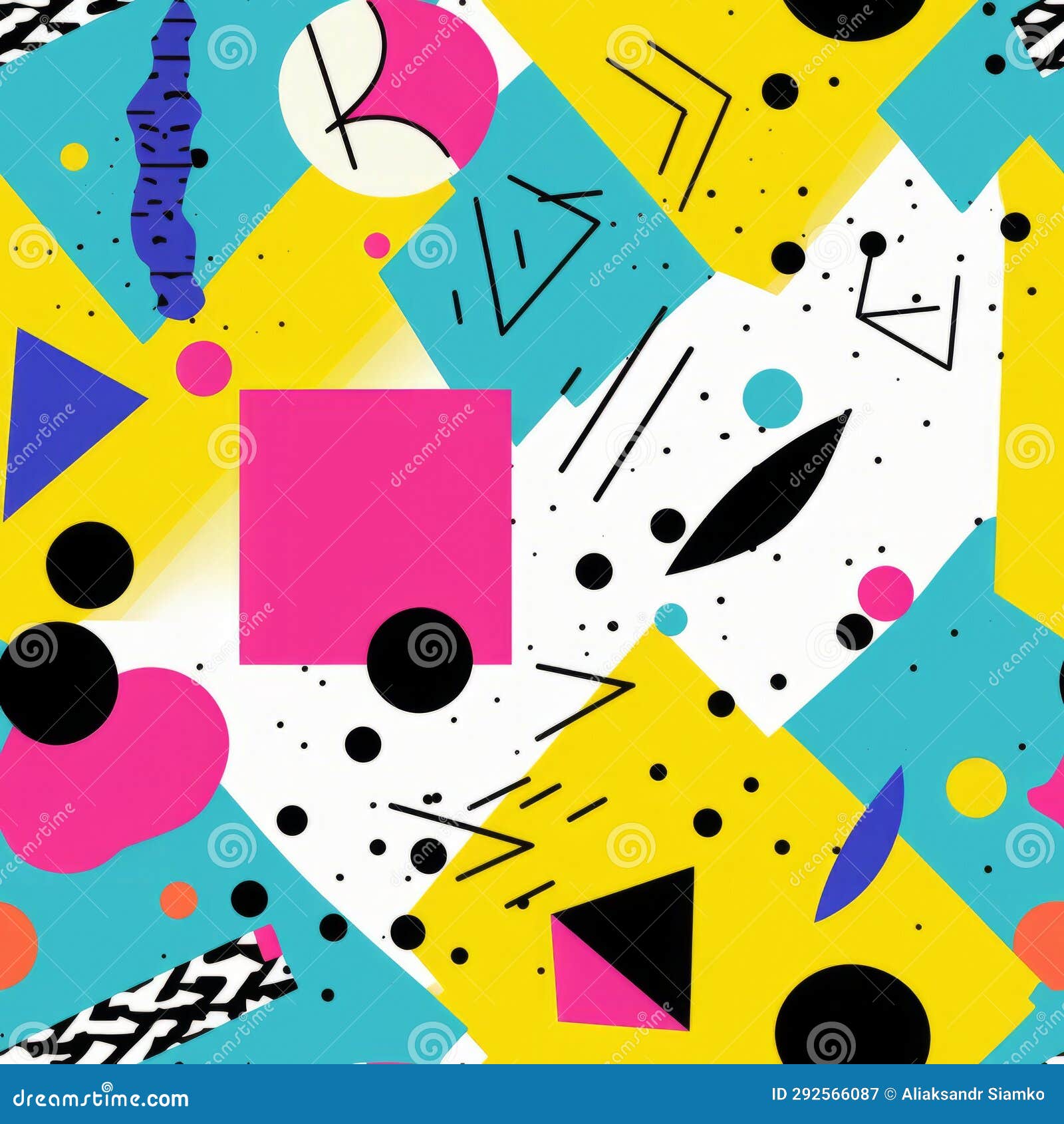 90s Pop Art, Background, Seamless Pattern Stock Image - Image of doodle ...