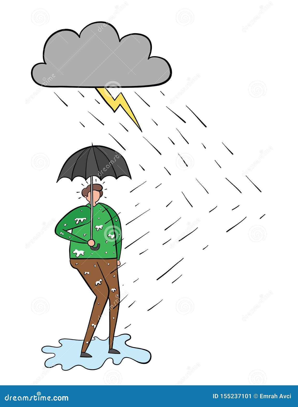 It`s Raining and the Man Gets Wet Even Though he Opens an Umbrella ...