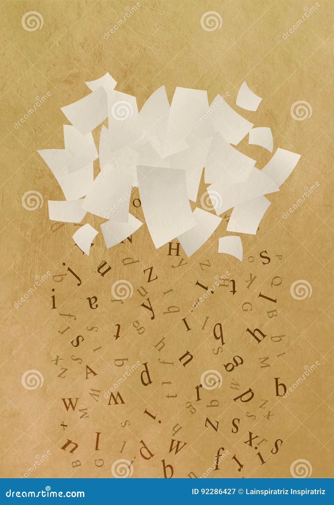 It`s Raining Words. Cloud of Paper Sheets and Rain of Words Stock ...