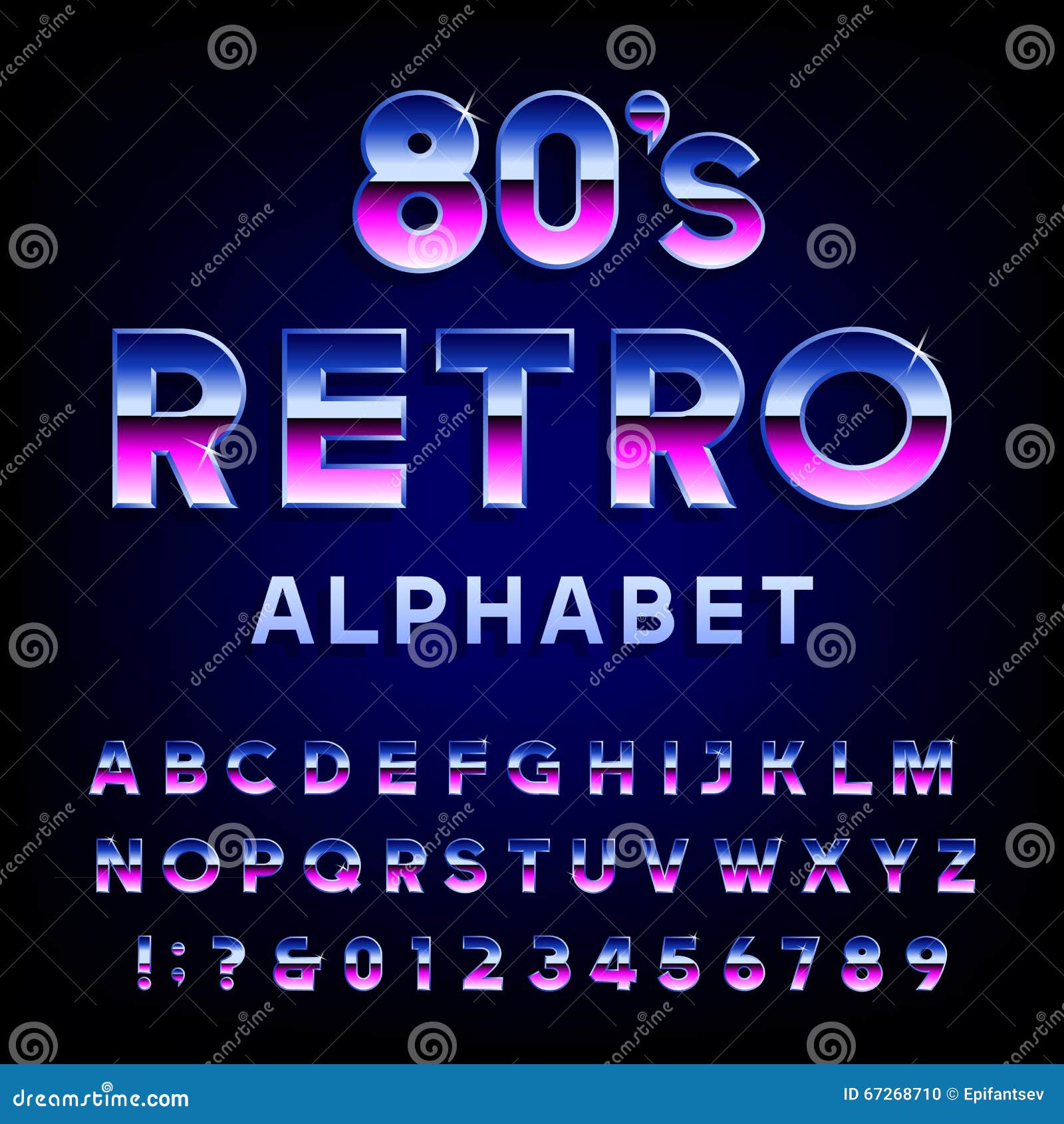 80 S Retro Alphabet Vector Font Stock Vector Illustration Of Light Headline 67268710
