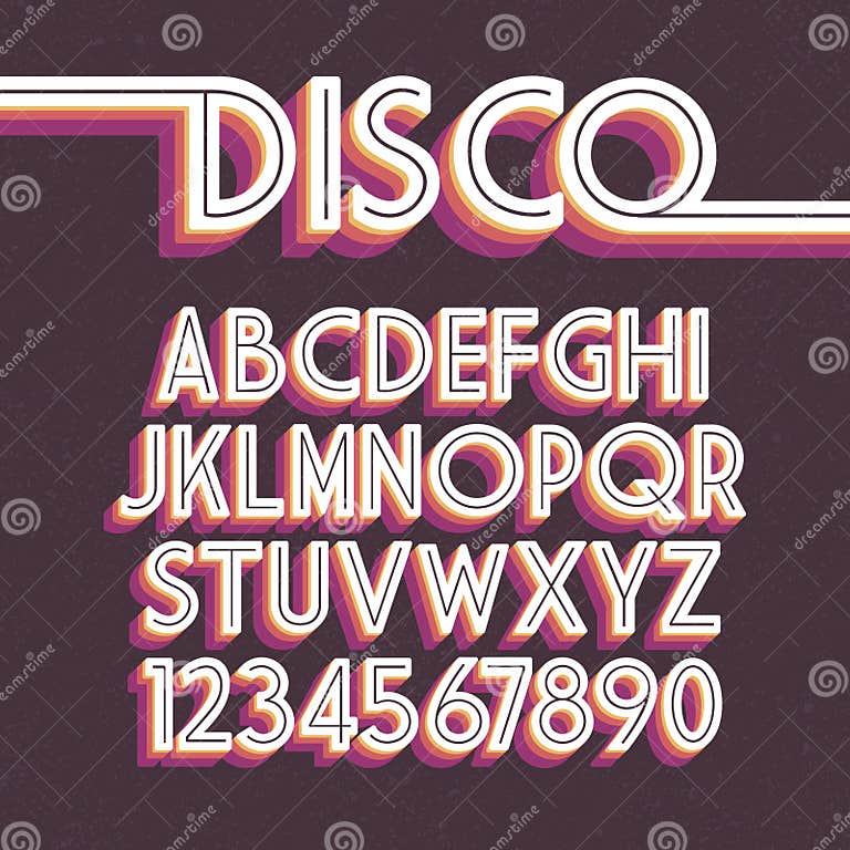 80`s Retro Font stock illustration. Illustration of disco - 71330744