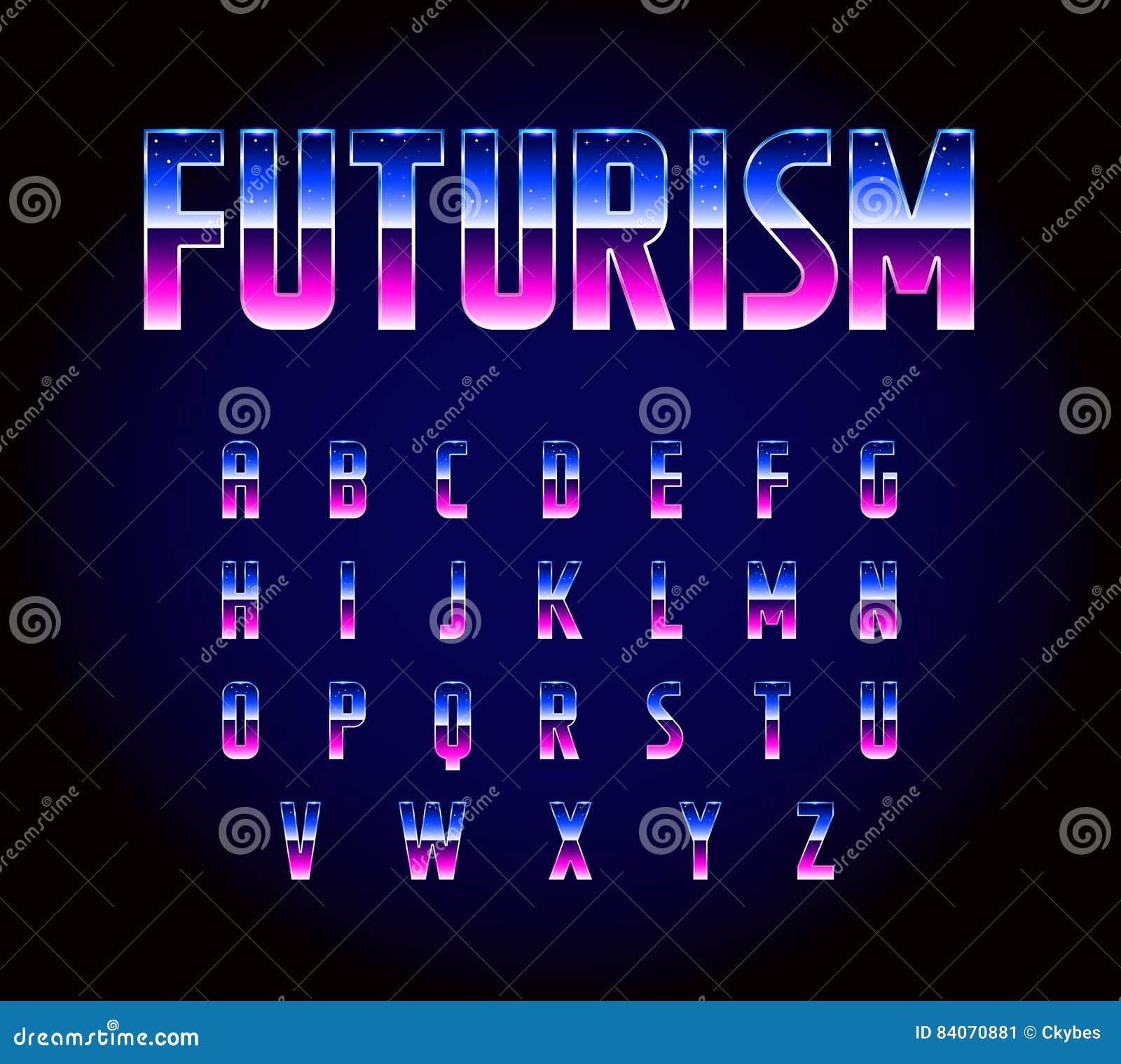 80s Retro Futurism Sci-Fi Font Alphabet Vector Stock Vector ...